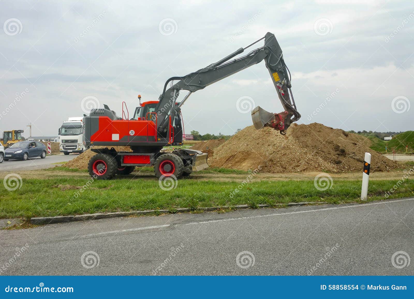 Red excavator stock photo. Image of bulldozer, site, dirt - 58858554