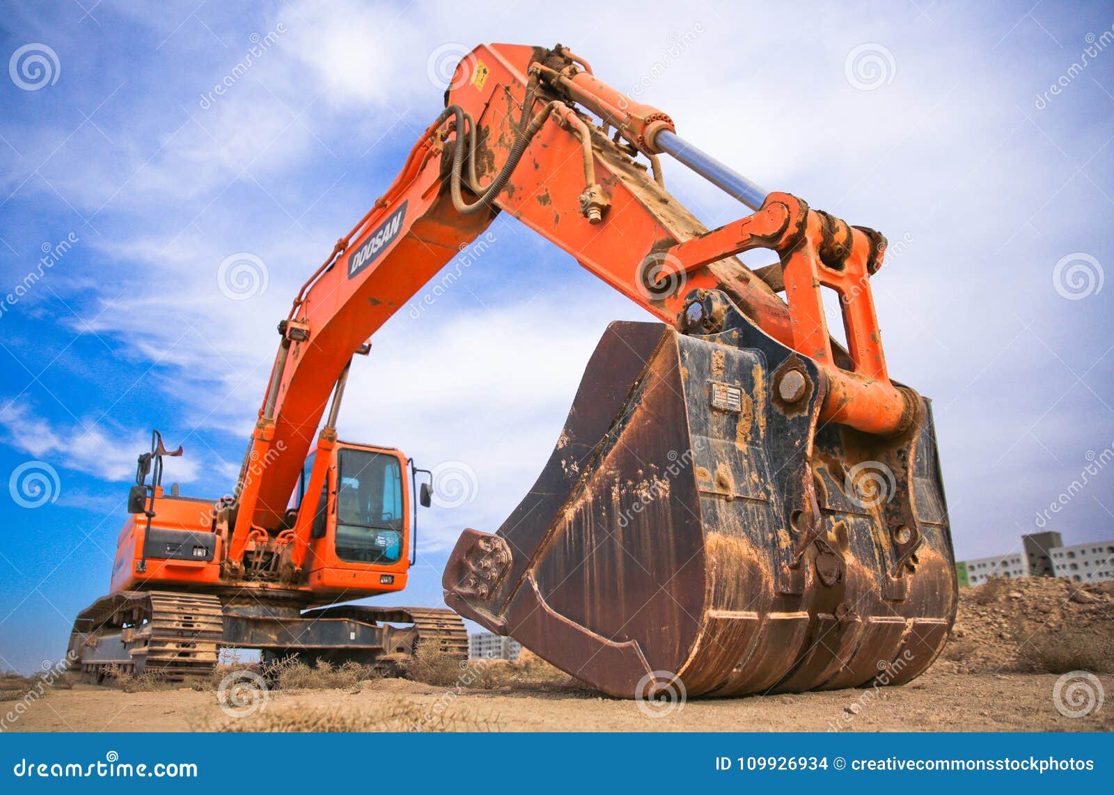 Red Excavator Under The Blue Sky Picture. Image: 109926934