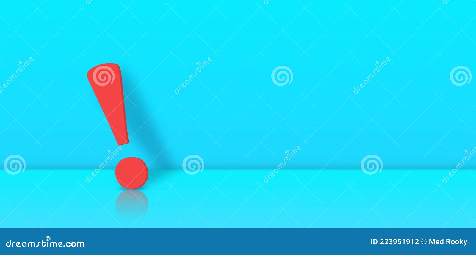 Red Exclamation Mark In Blue Background. Three-dimensional Exclamation ...