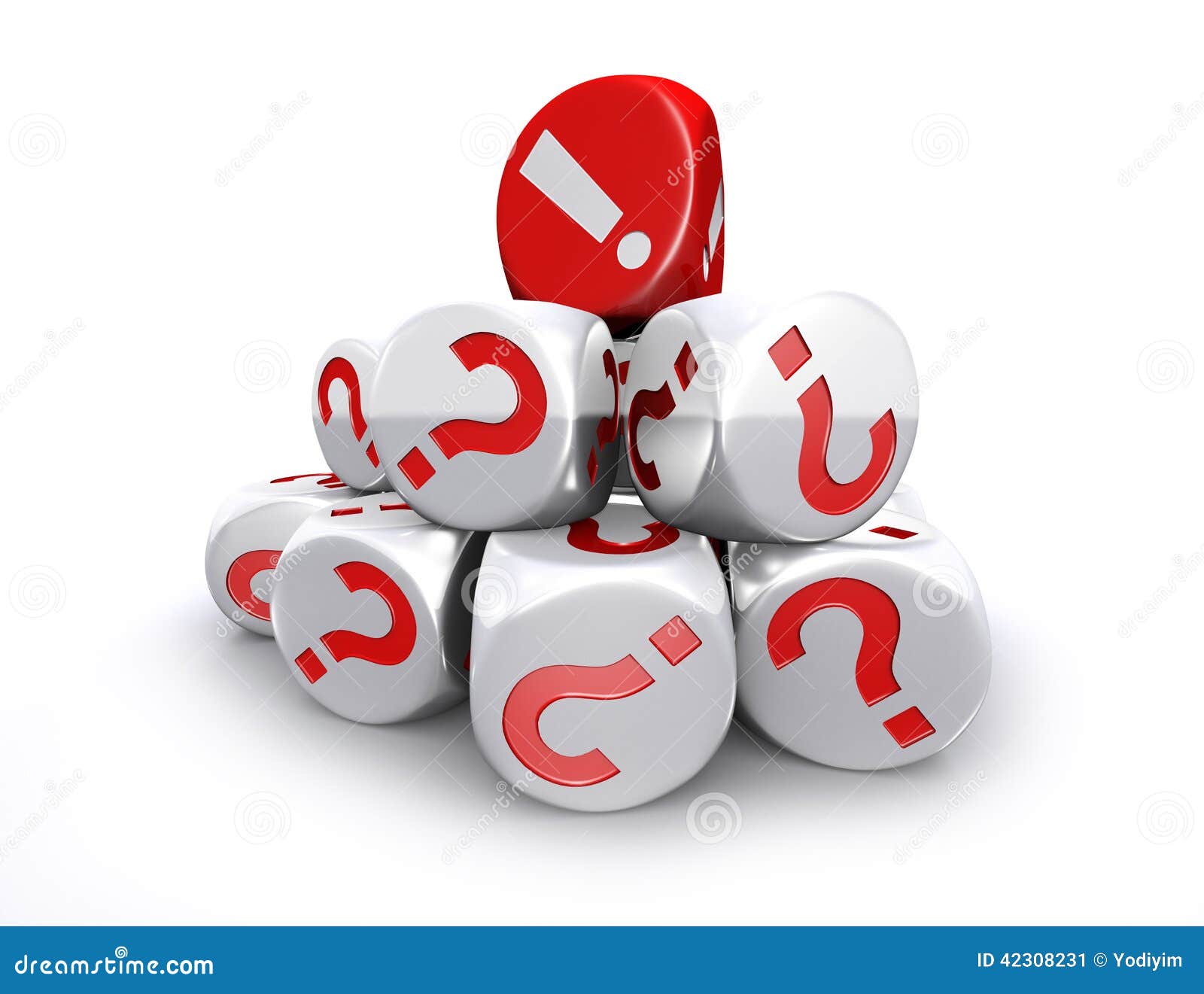 Red Exclamation Mark Dice on Top of White Question Mark Dices St Stock ...