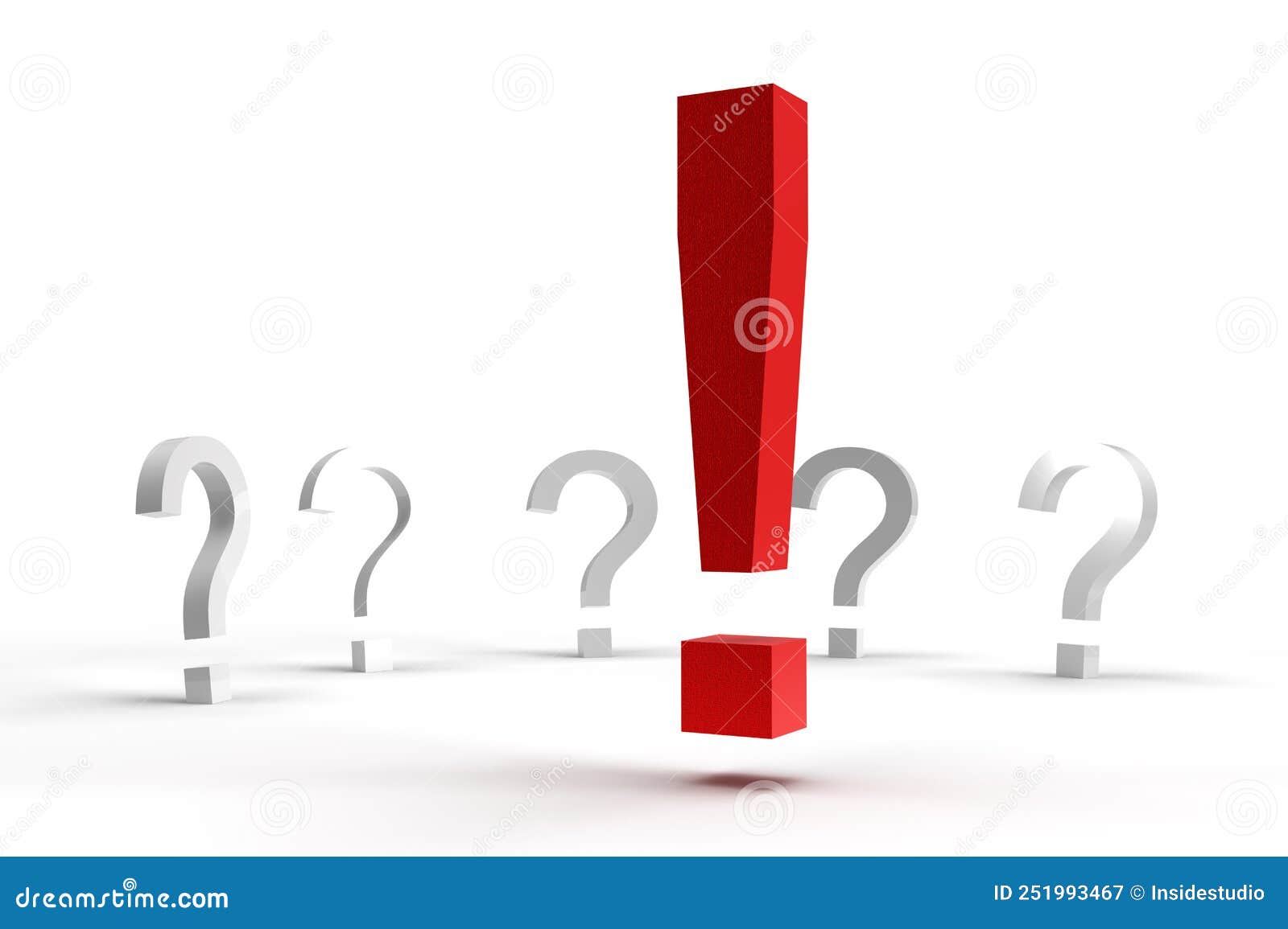 Red Exclamation Mark in Front of a Lot of Question Marks. Stock ...