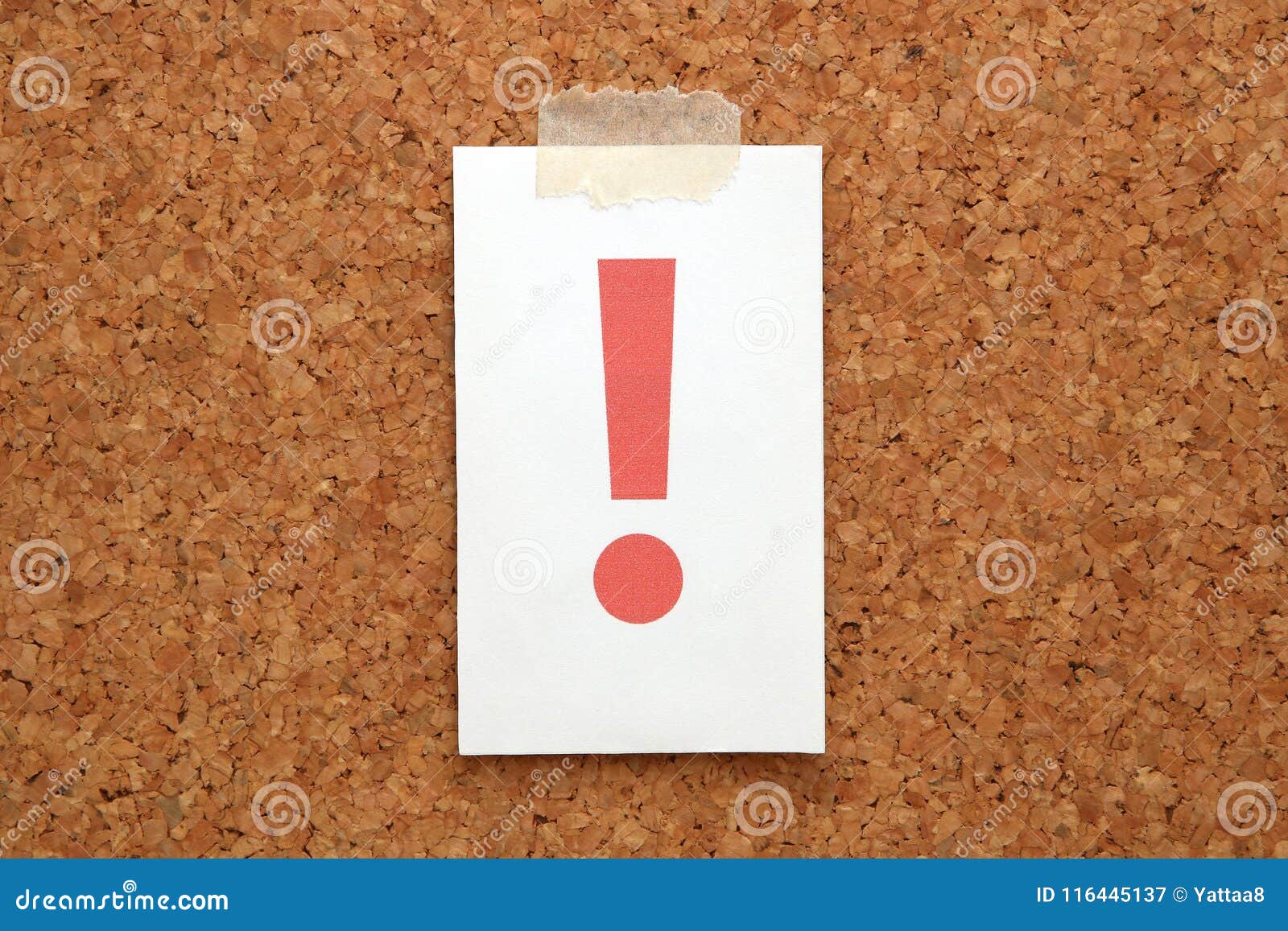 Red Exclamation Mark on a Piece of Paper on a Cork Board. Stock Image ...