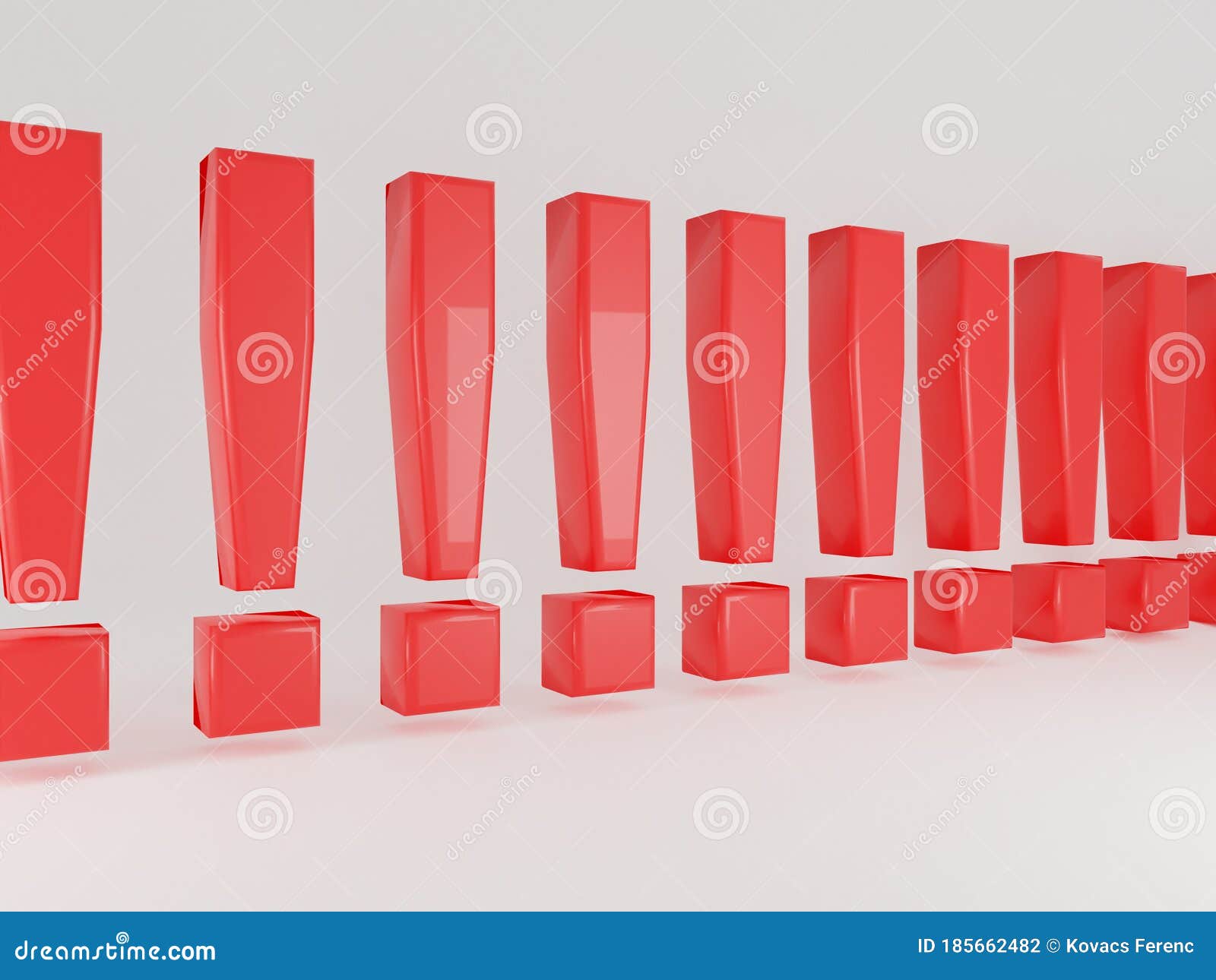 Red Exclamation Marks Isolated on White. 3D Render Stock Illustration ...