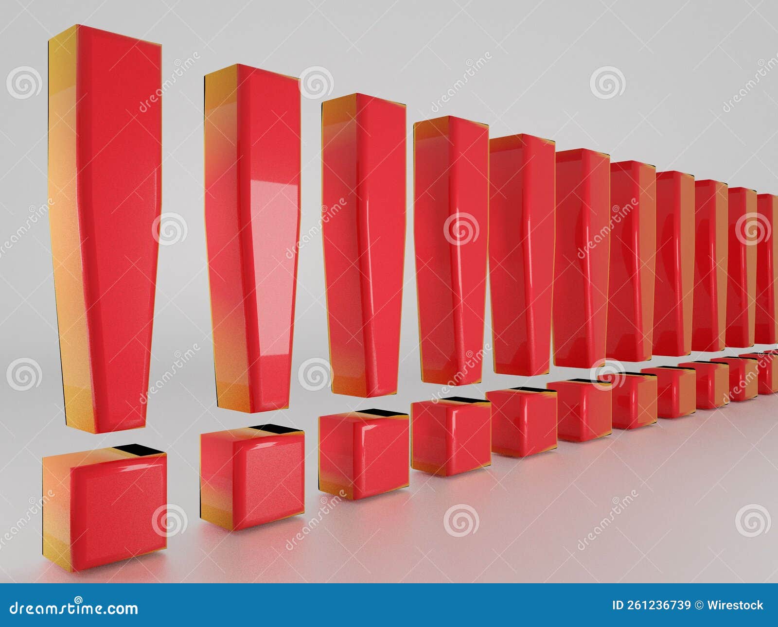 Red Exclamation Marks Isolated on White. 3D Render Stock Illustration ...