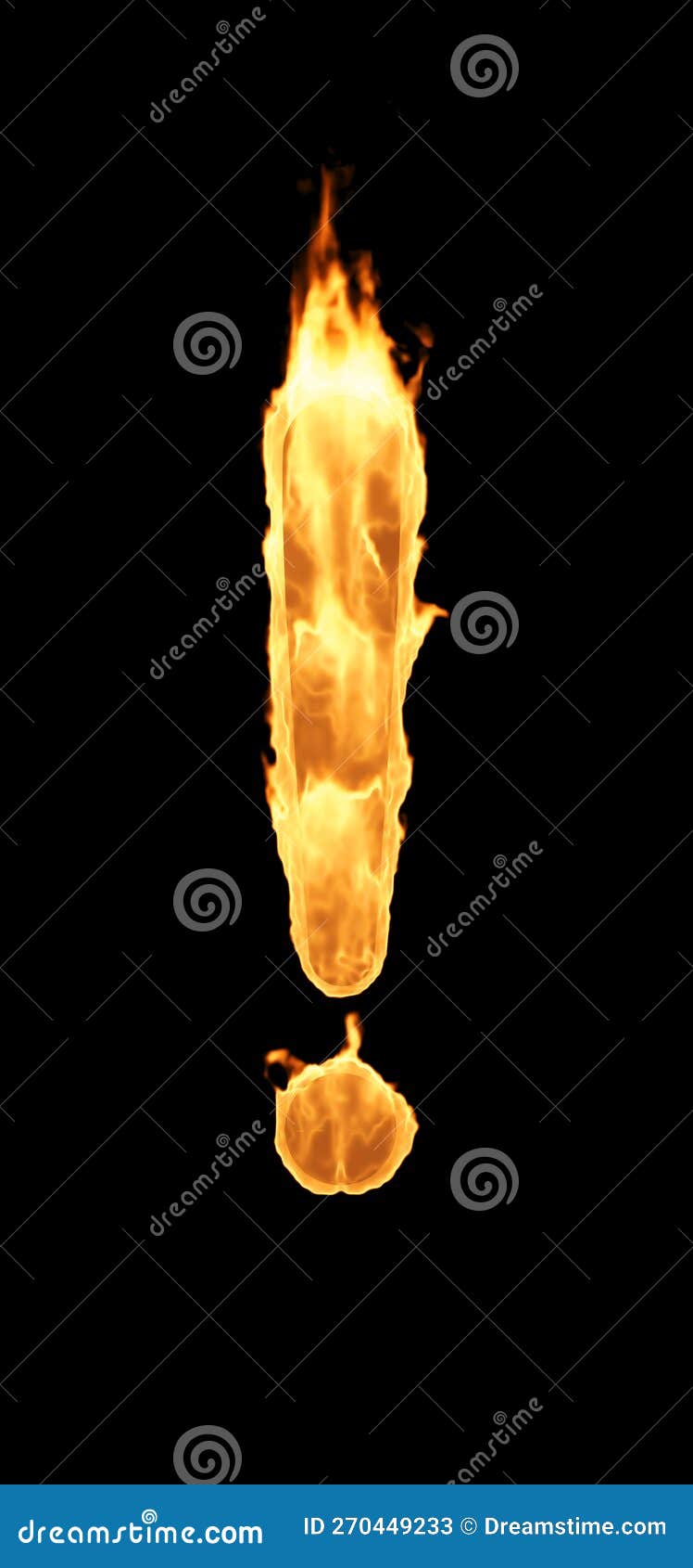 Red Exclamation Point in Flames,3d Rendering Stock Illustration ...