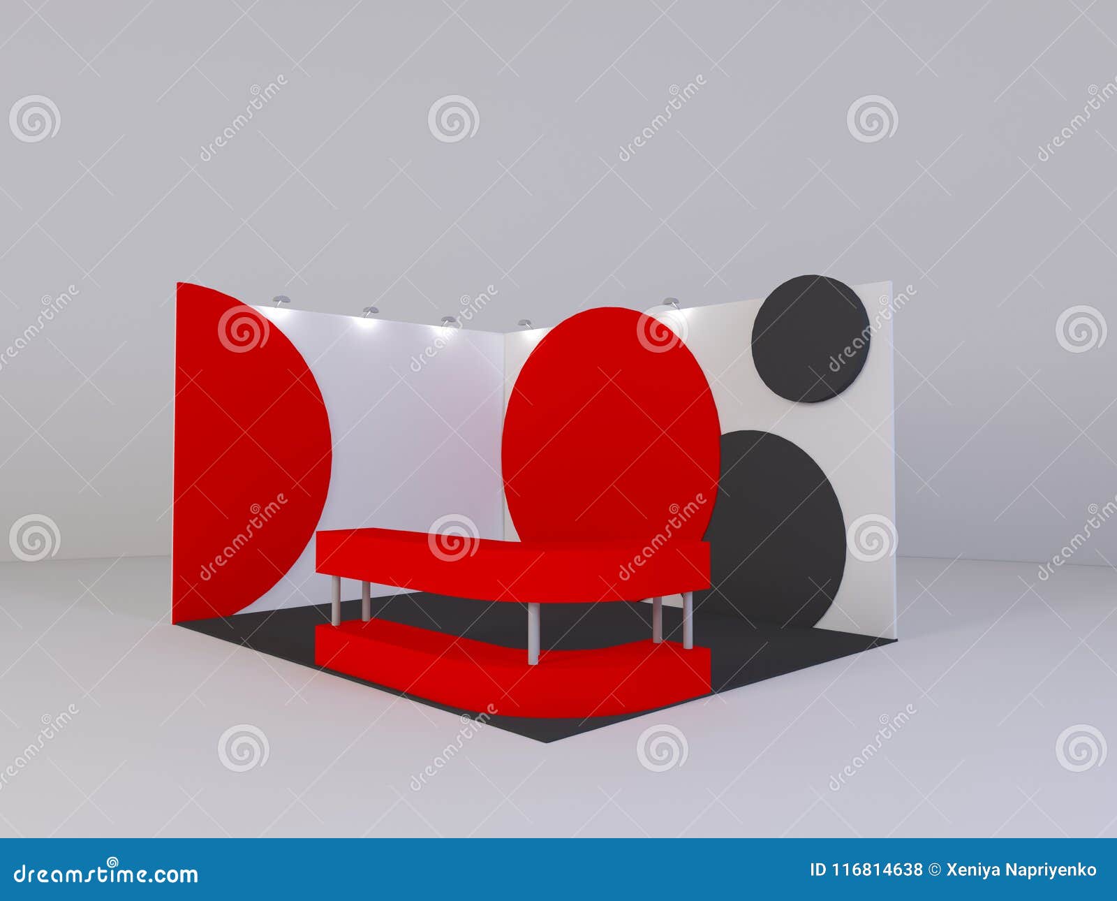 Red Exhibition Stand 3d Rendering Stock Illustration - Illustration of ...