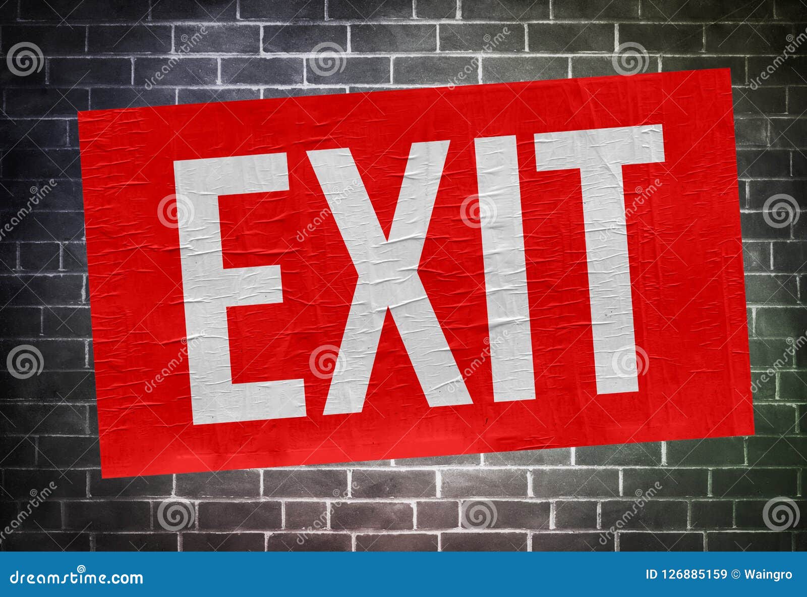 Red exit sign stock illustration. Illustration of leaving - 126885159