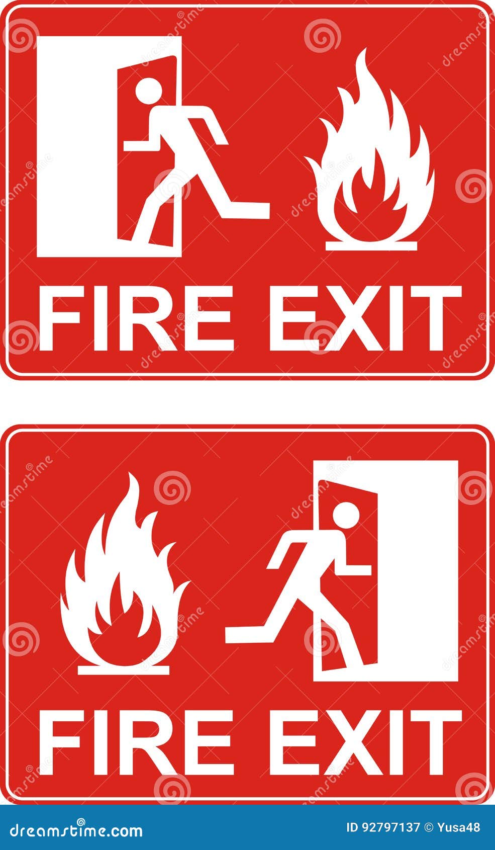 Red Exit Sign. Emergency Fire Exit Door and Exit Door Stock Vector ...