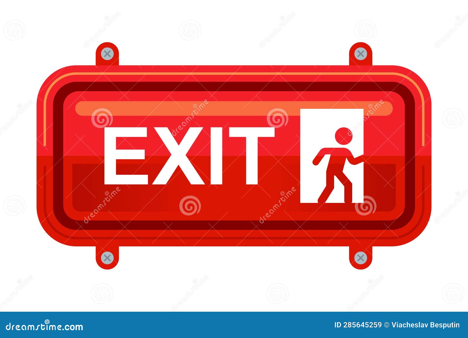 Red exit sign. fire safety stock vector. Illustration of exit - 285645259