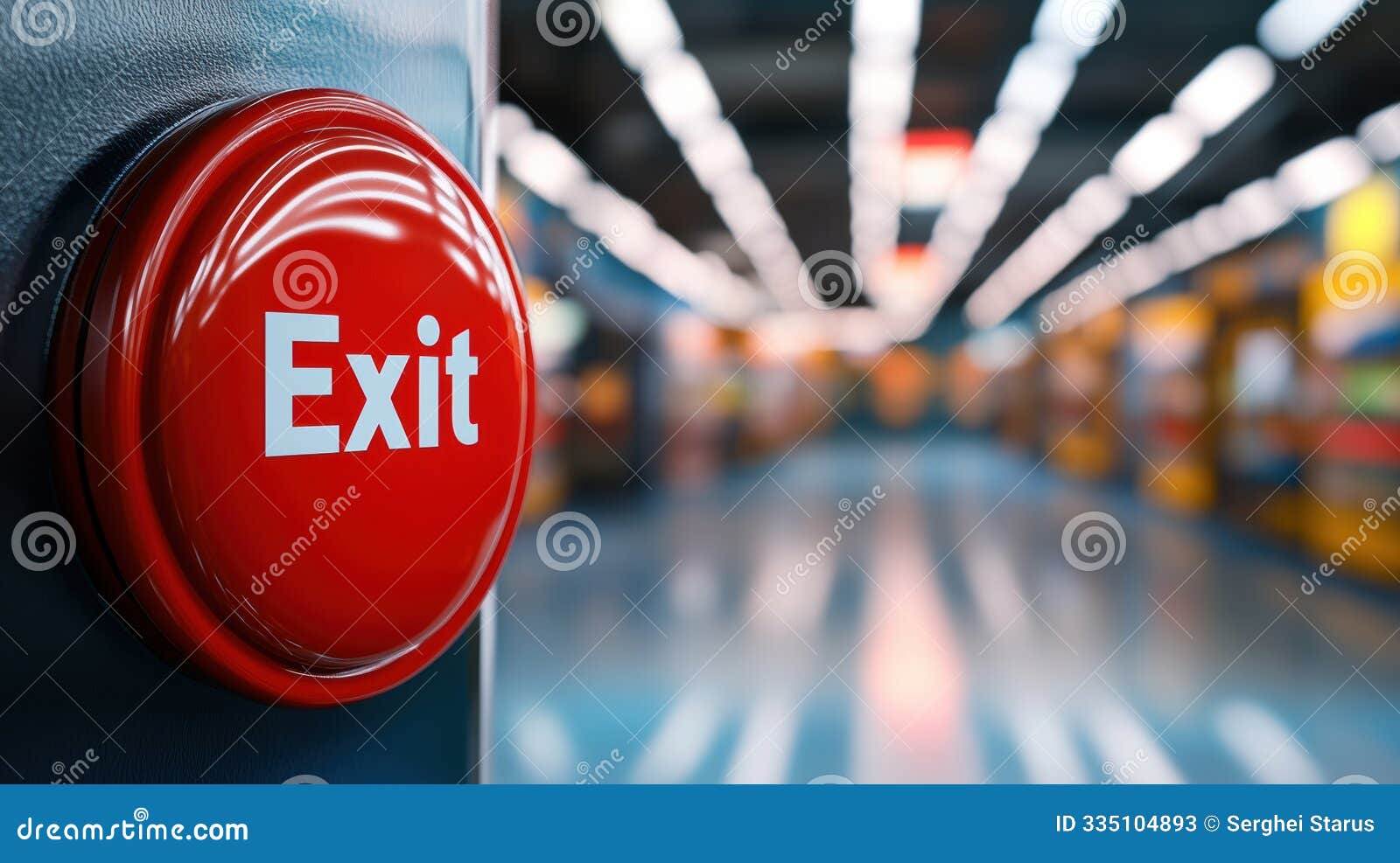 A Red Exit Sign in a Hallway with Other Signs, AI Stock Image - Image ...