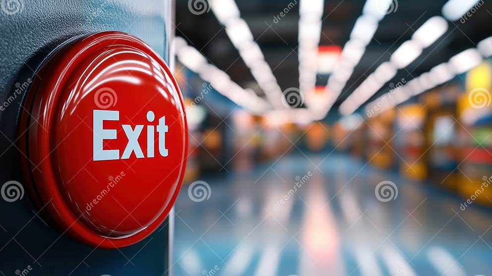 A Red Exit Sign in a Hallway with Other Signs, AI Stock Image - Image ...