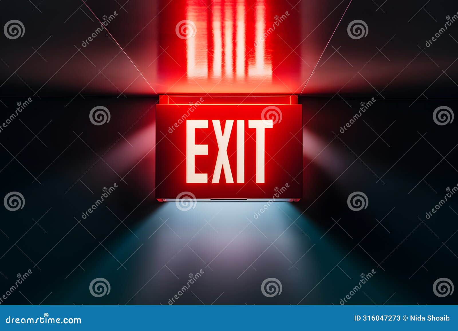 Red EXIT Sign Shines, Providing Direction and Safety in Emergency ...