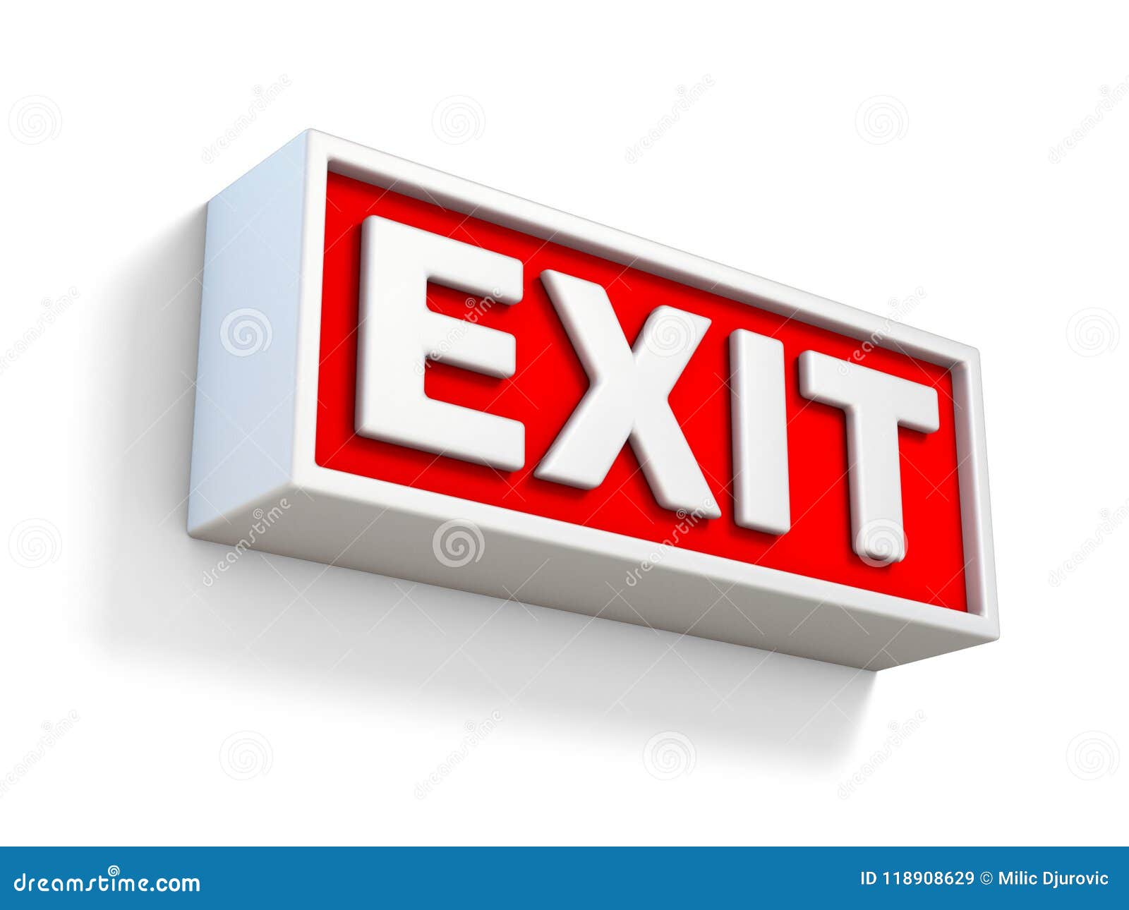 Red EXIT Sign on White Wall 3D Stock Illustration - Illustration of ...