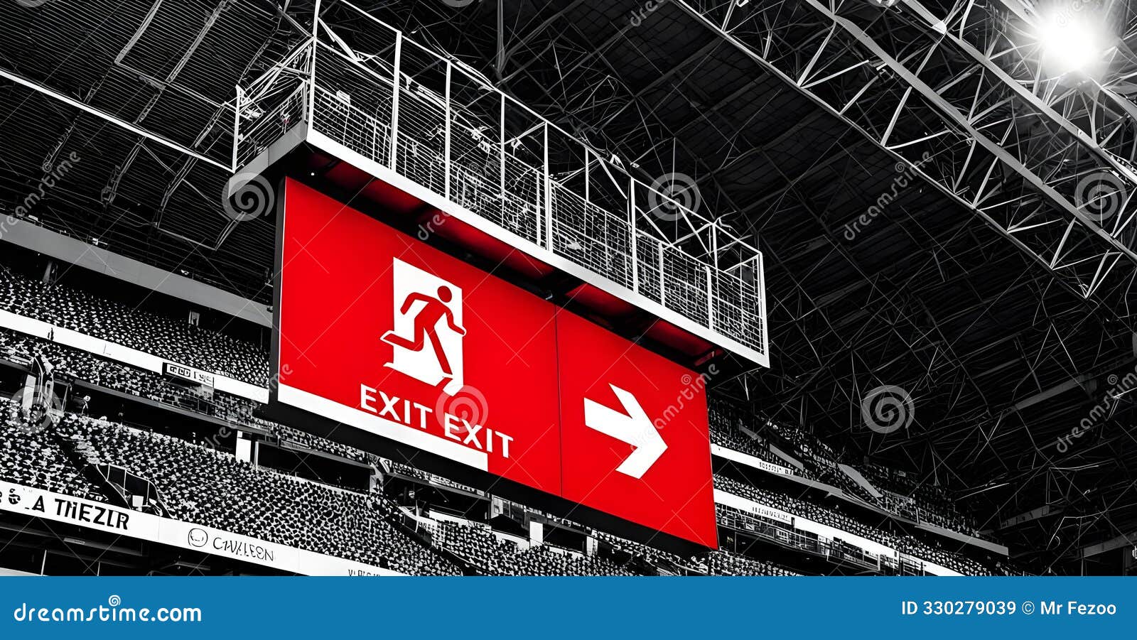 RED EXIT SIGNS in STADIUM stock illustration. Illustration of ...