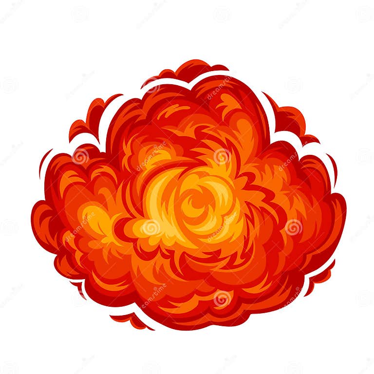 Red Explosion, Cloud of Fire Stock Vector - Illustration of blast, flat ...