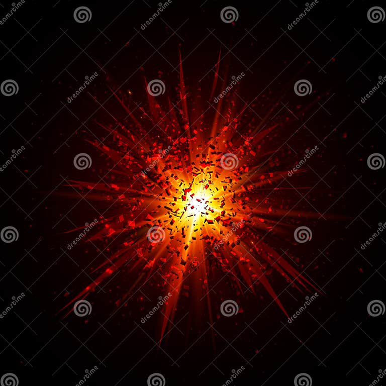 Red Explosion with Particles on Black Background Stock Vector ...