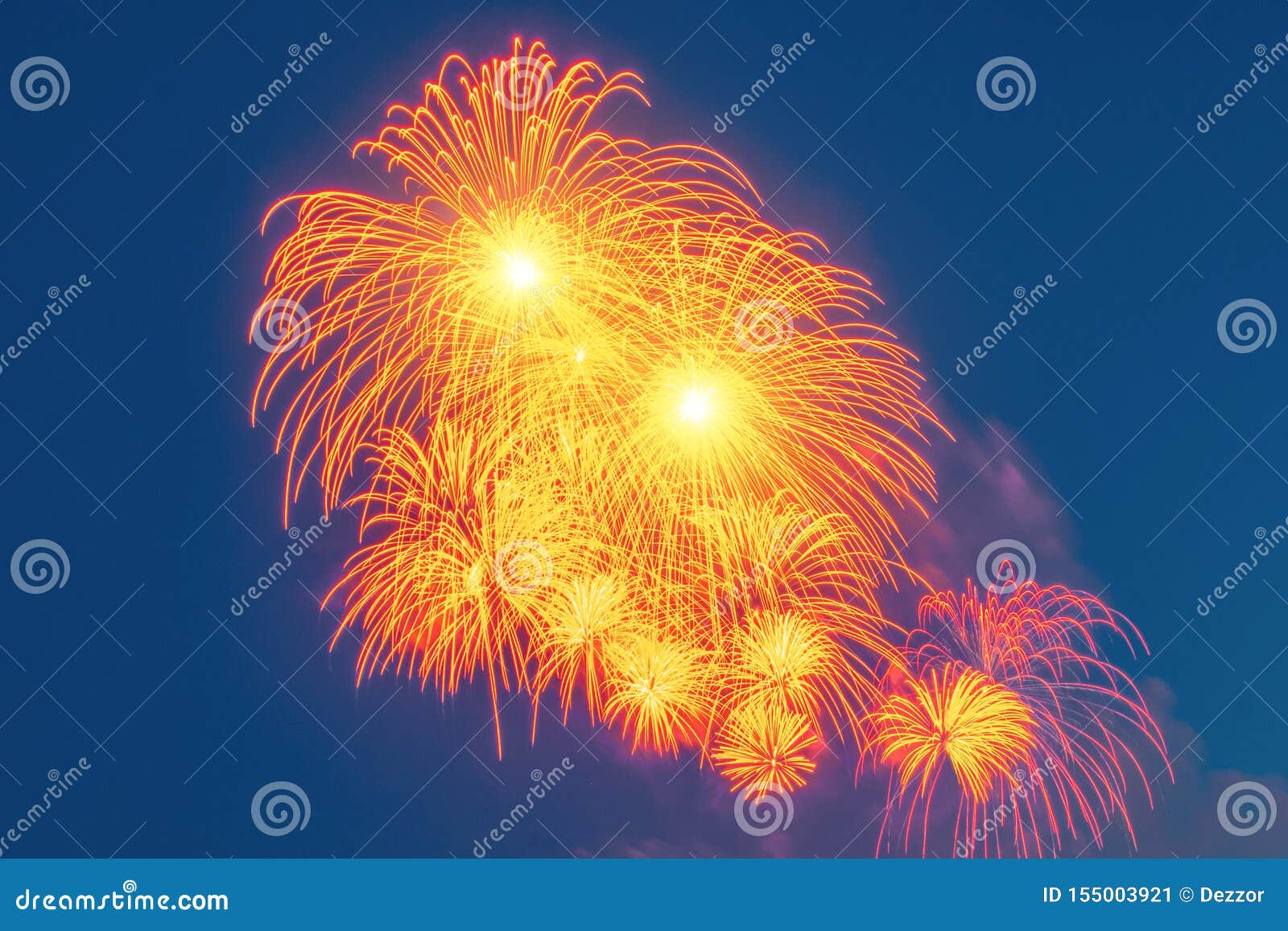 Red Explosions of Salutes in the Sky, with Falling Sparks Stock Image ...