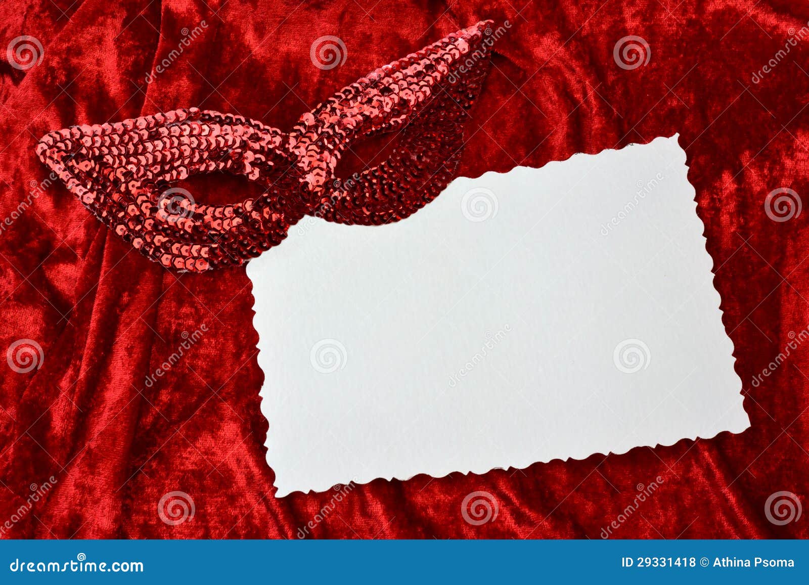 Red eye mask and card stock photo. Image of glamour, fashion - 29331418
