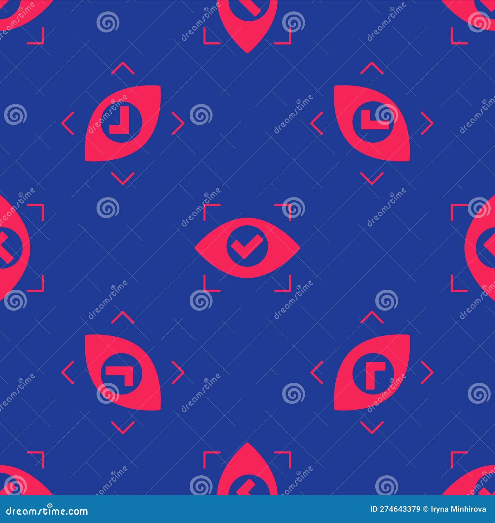 Red Eye Scan Icon Isolated Seamless Pattern on Blue Background ...
