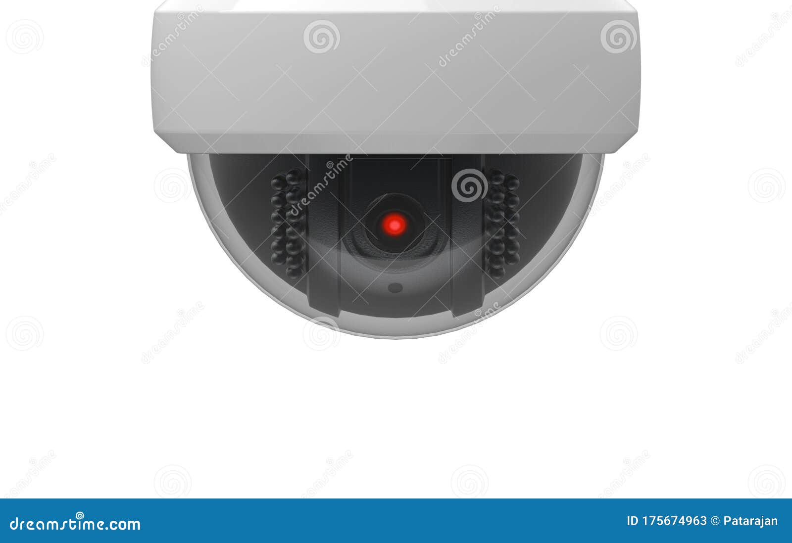3d Rendering. Red Eye Security Sphere Dome Camera With Clipping Path ...