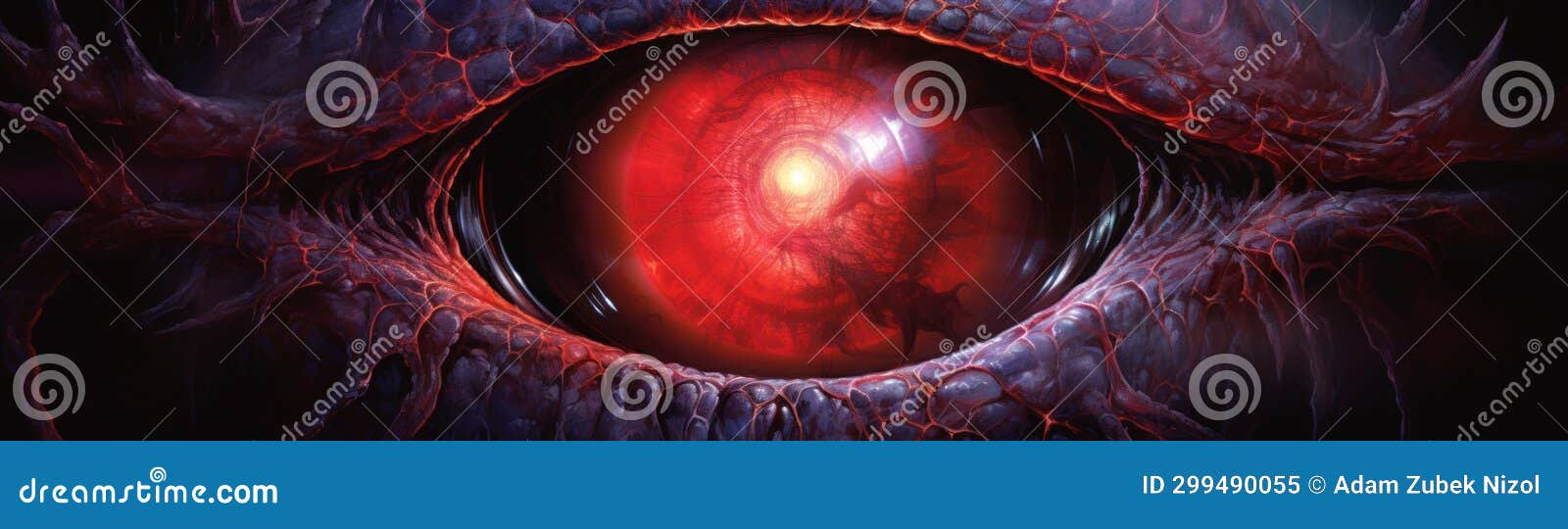 A Red Eyeball with a Light in the Center Stock Illustration ...