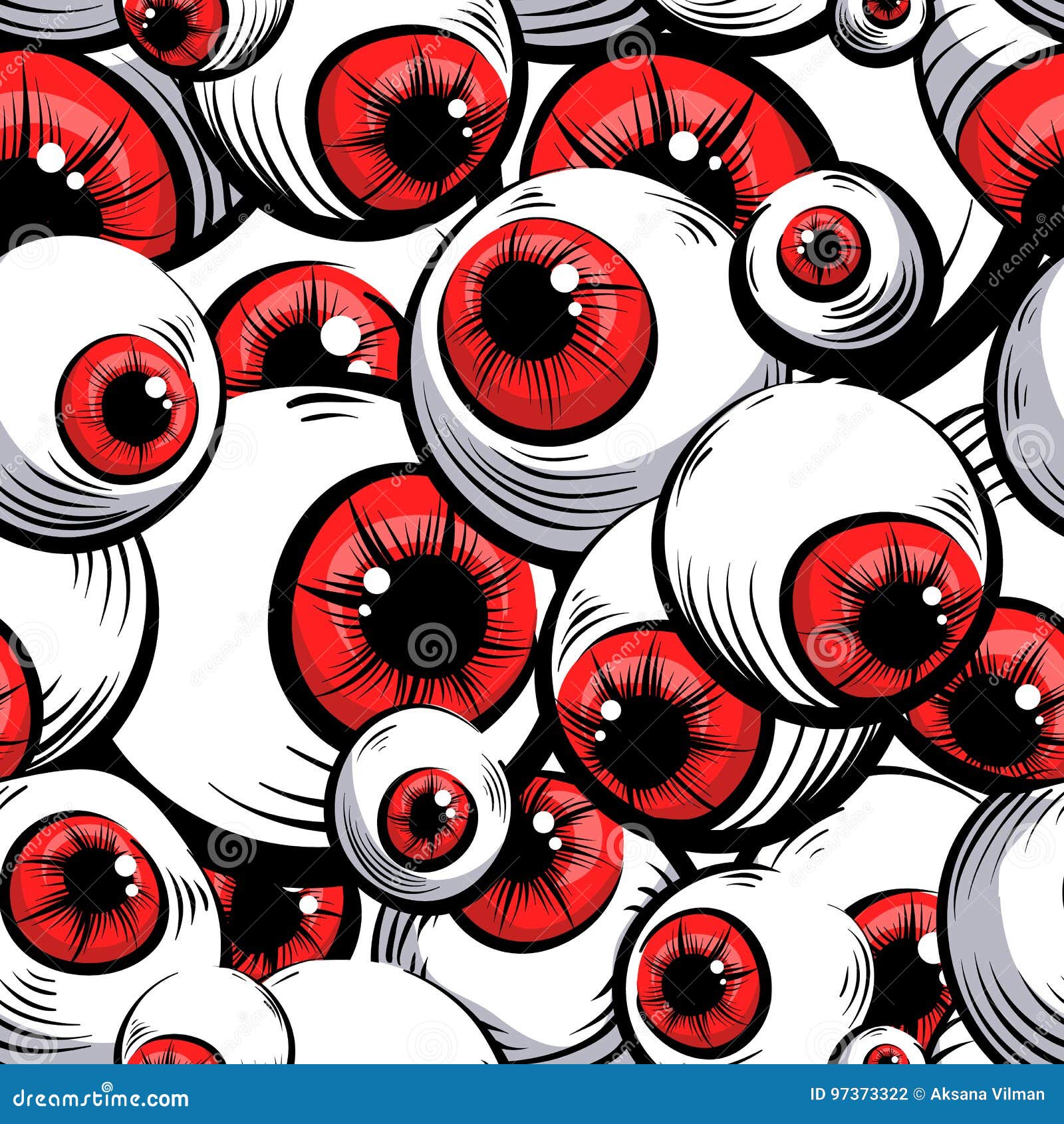 Red eyes. Seamless pattern stock vector. Illustration of macro - 97373322