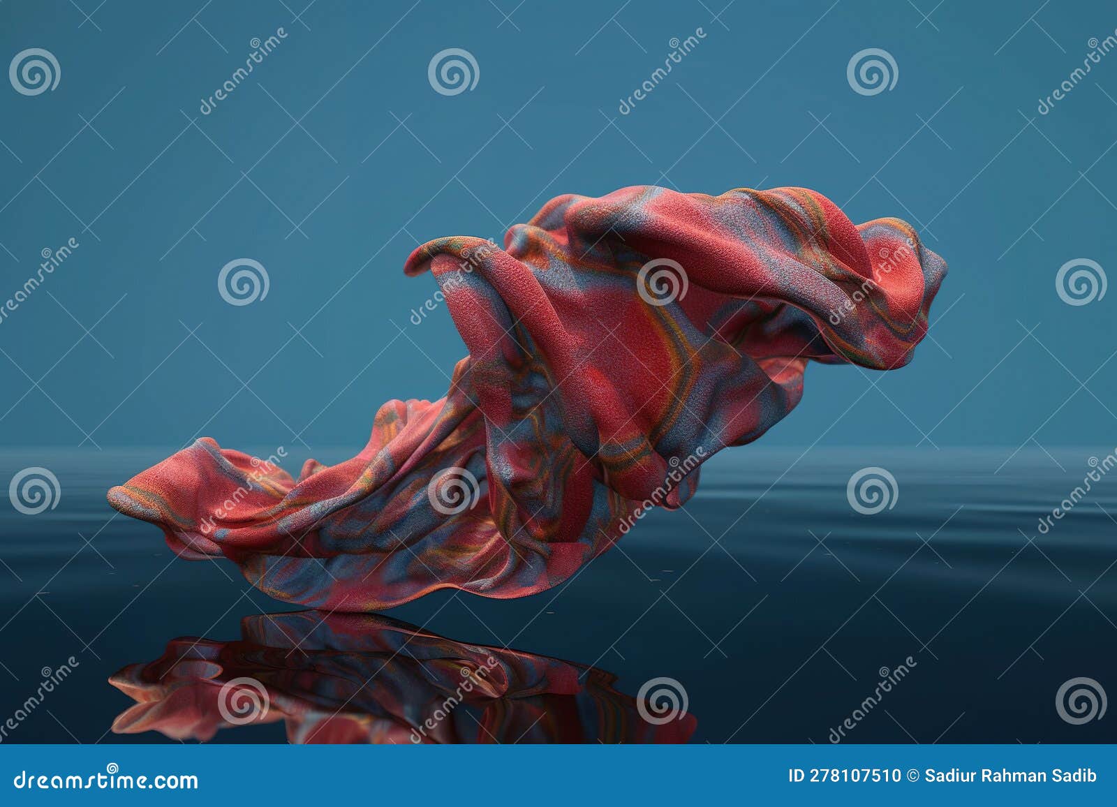 Red Fabric. Flying Cloth High Resolution Background Stock Illustration ...