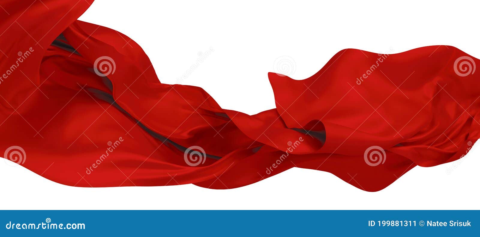 Red Fabric Flying in the Wind Isolated on White Background 3D Render ...