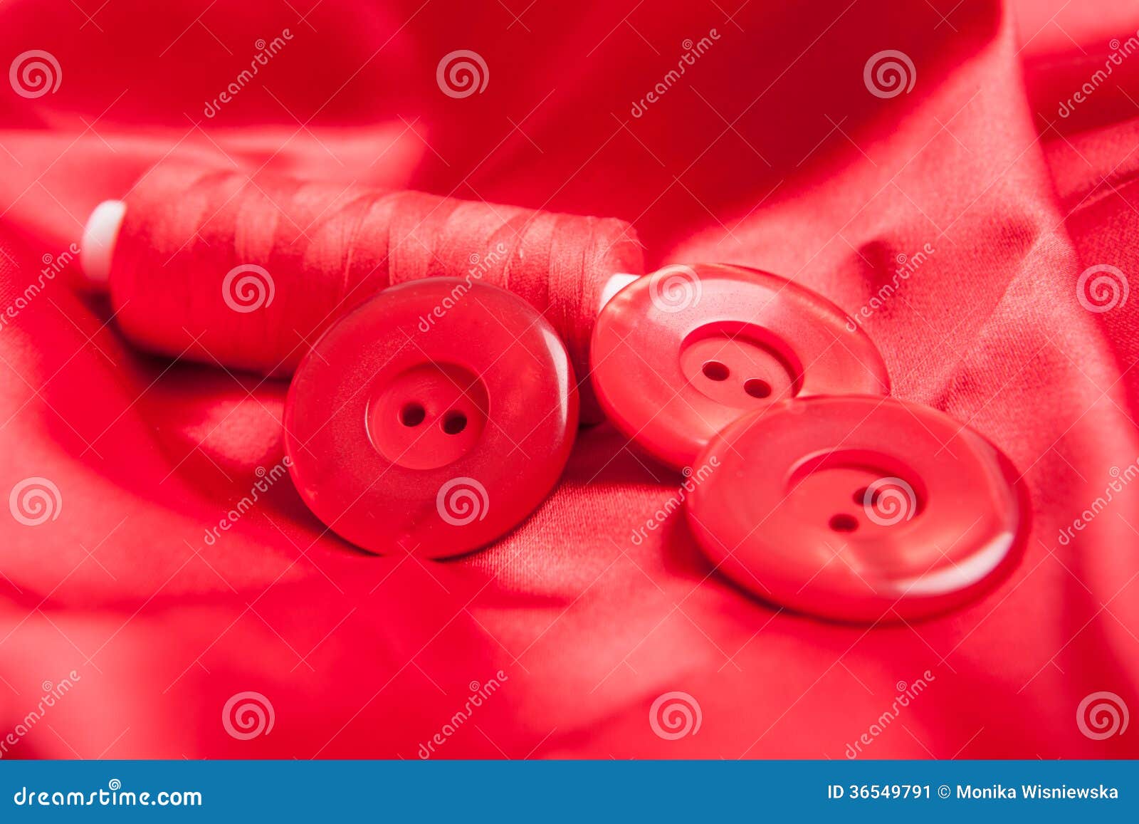 Red Fabric and Sewing Accessories Stock Image - Image of group, color ...