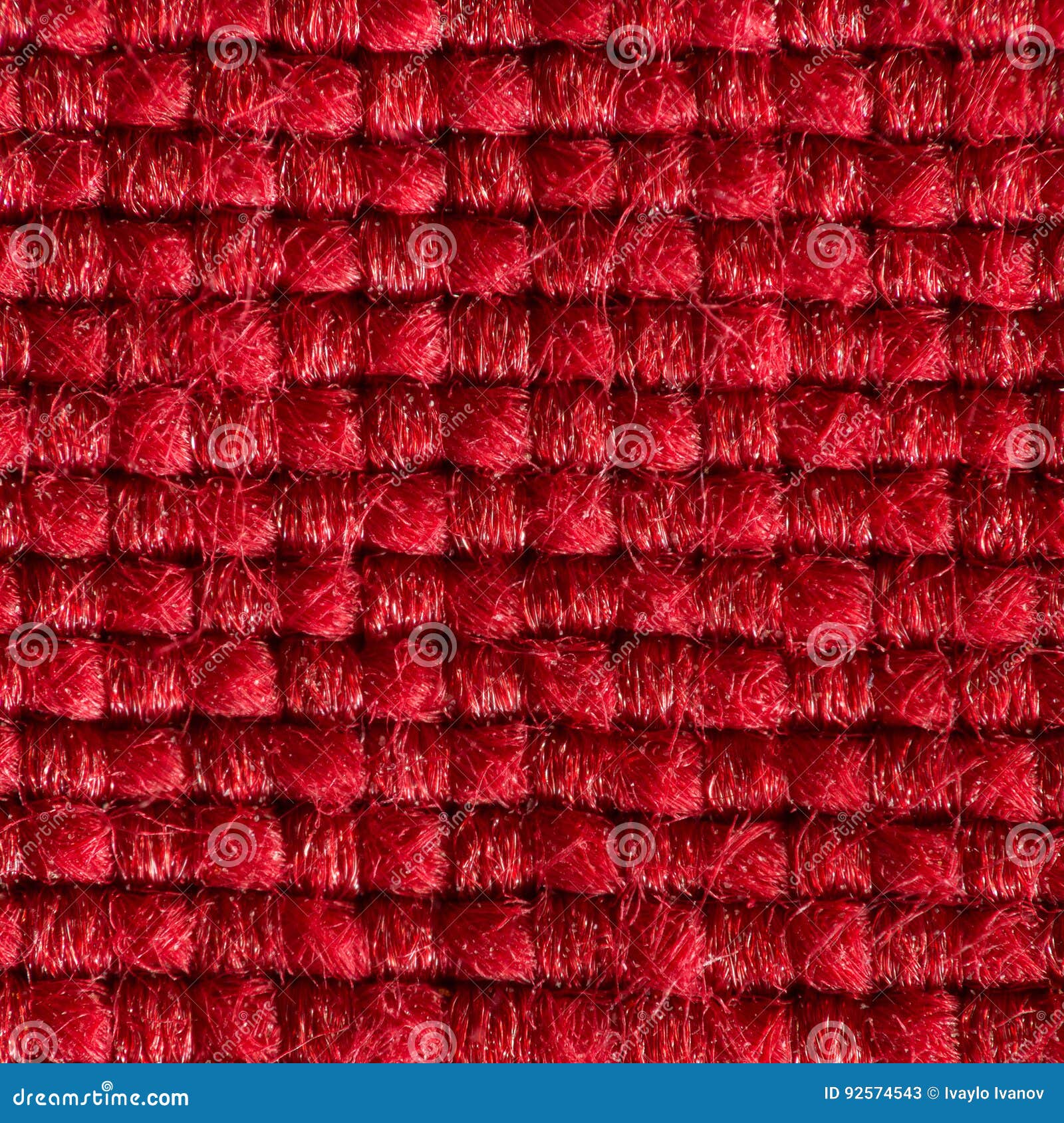 Red Fabric with Structured and Knitted Fibres Extreme Close Up. 1:3 ...