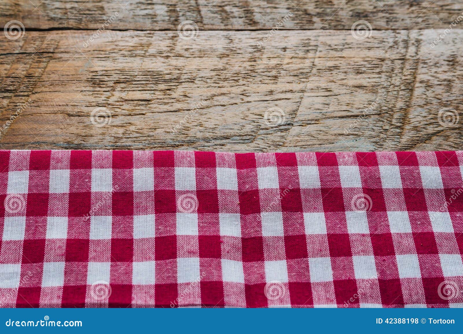 Red Fabric Tablecloth Textile on Wooden Stock Photo - Image of picnic ...