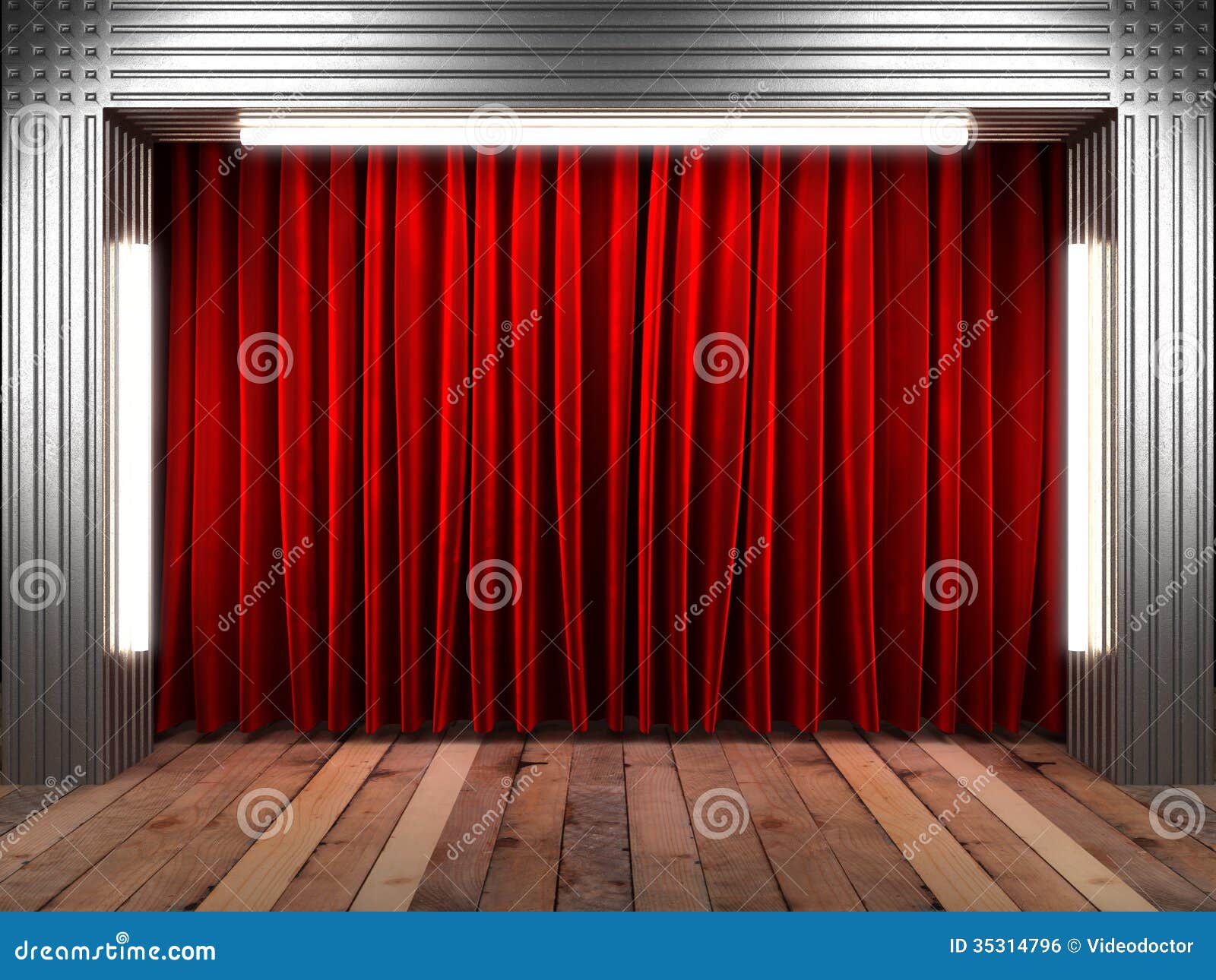 Red Fabrick Curtain on Stage Stock Illustration - Illustration of ...