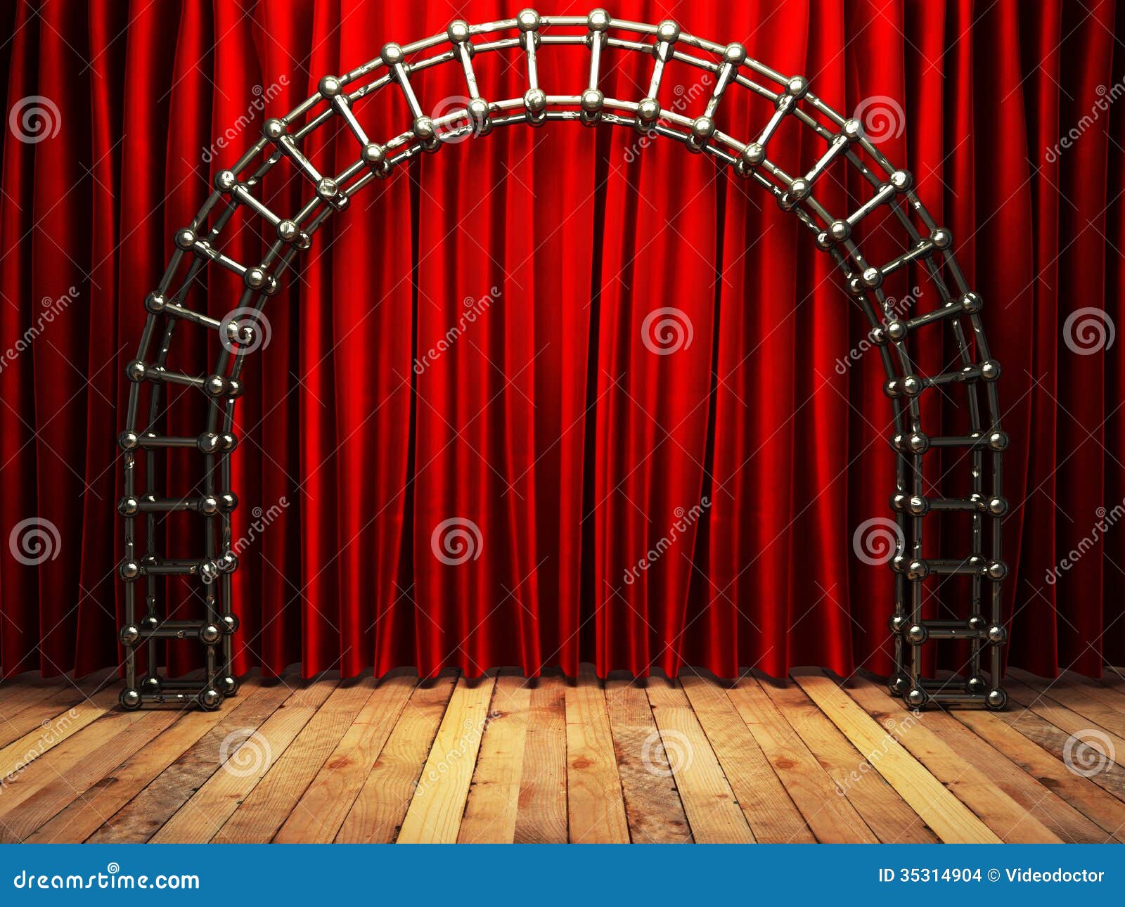 Red Fabrick Curtain on Stage Stock Illustration - Illustration of ...