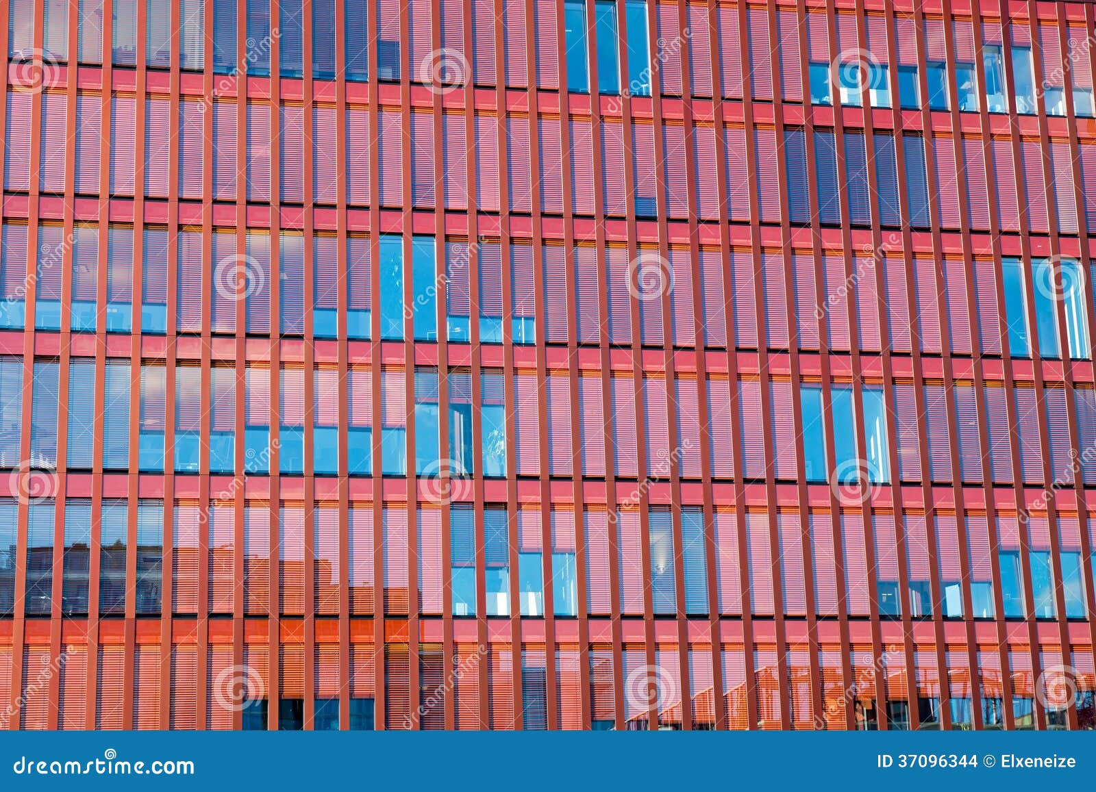 Red Facade of an Office Building Stock Photo - Image of office ...