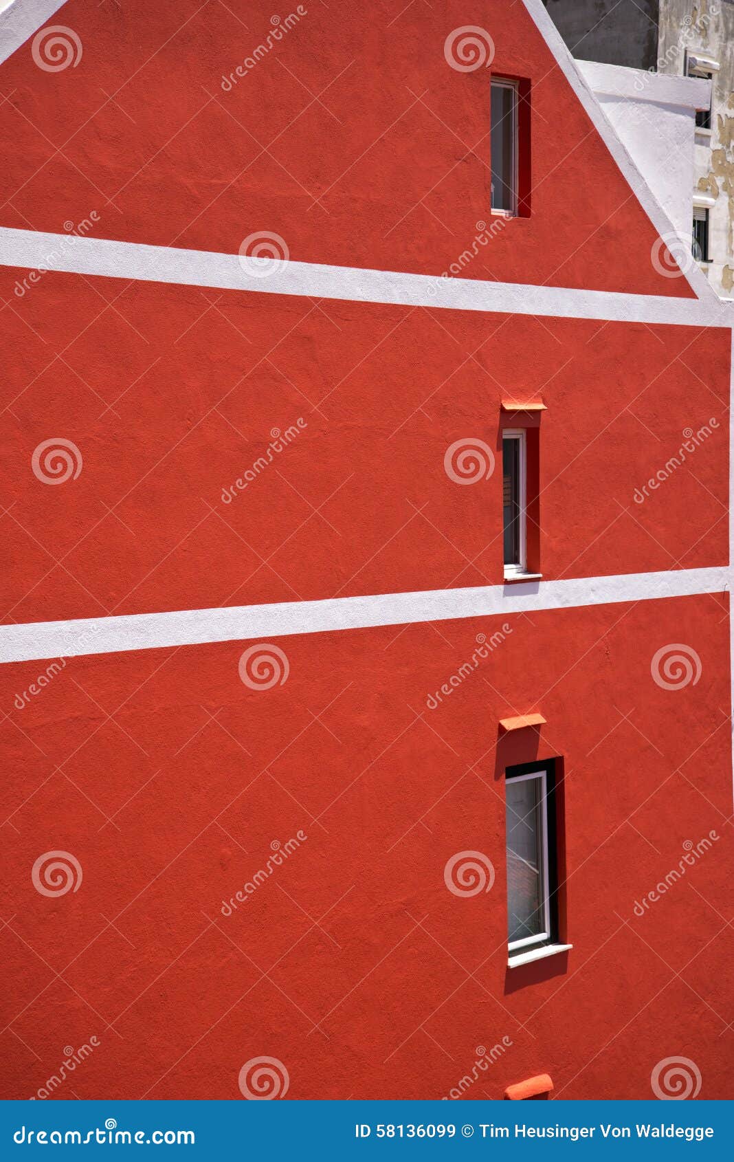 Red Facade with White Lines Stock Image - Image of paint, colorful ...