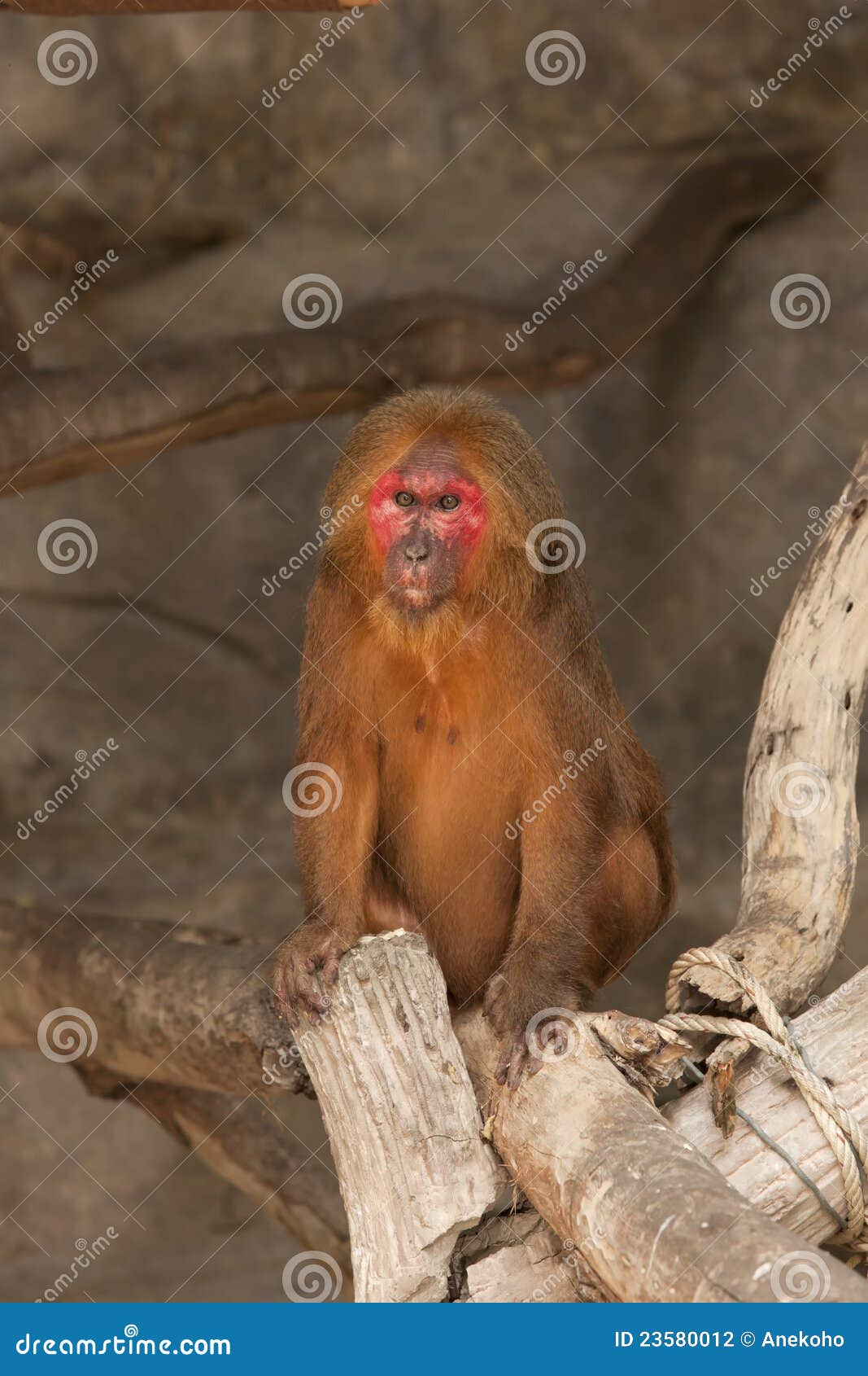 A red face monkey in a zoo stock photo. Image of park - 23580012