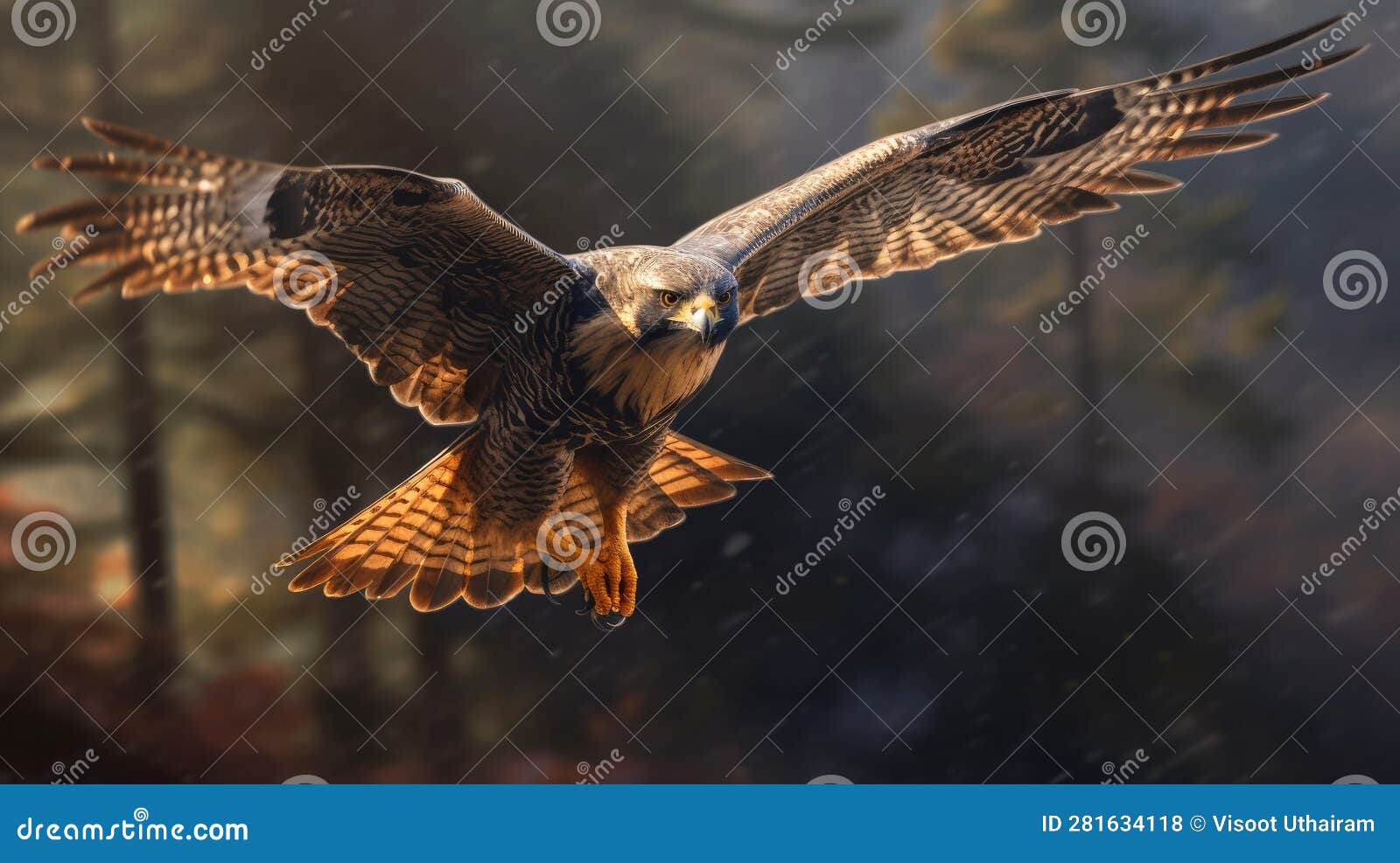 Red Falcon Flying in the Nature Background Stock Illustration ...
