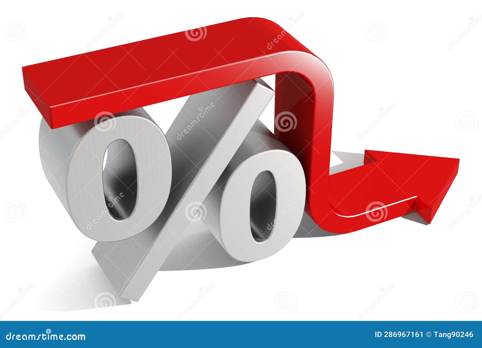 Red Fall Arrow with Percent Sign Isolated Stock Illustration ...