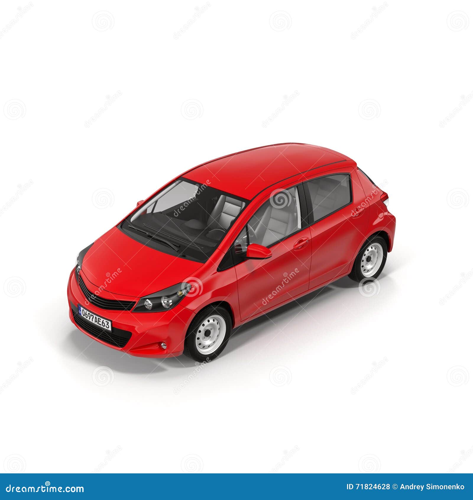 Red Family Hatchback Car on White 3D Illustration Stock Illustration ...
