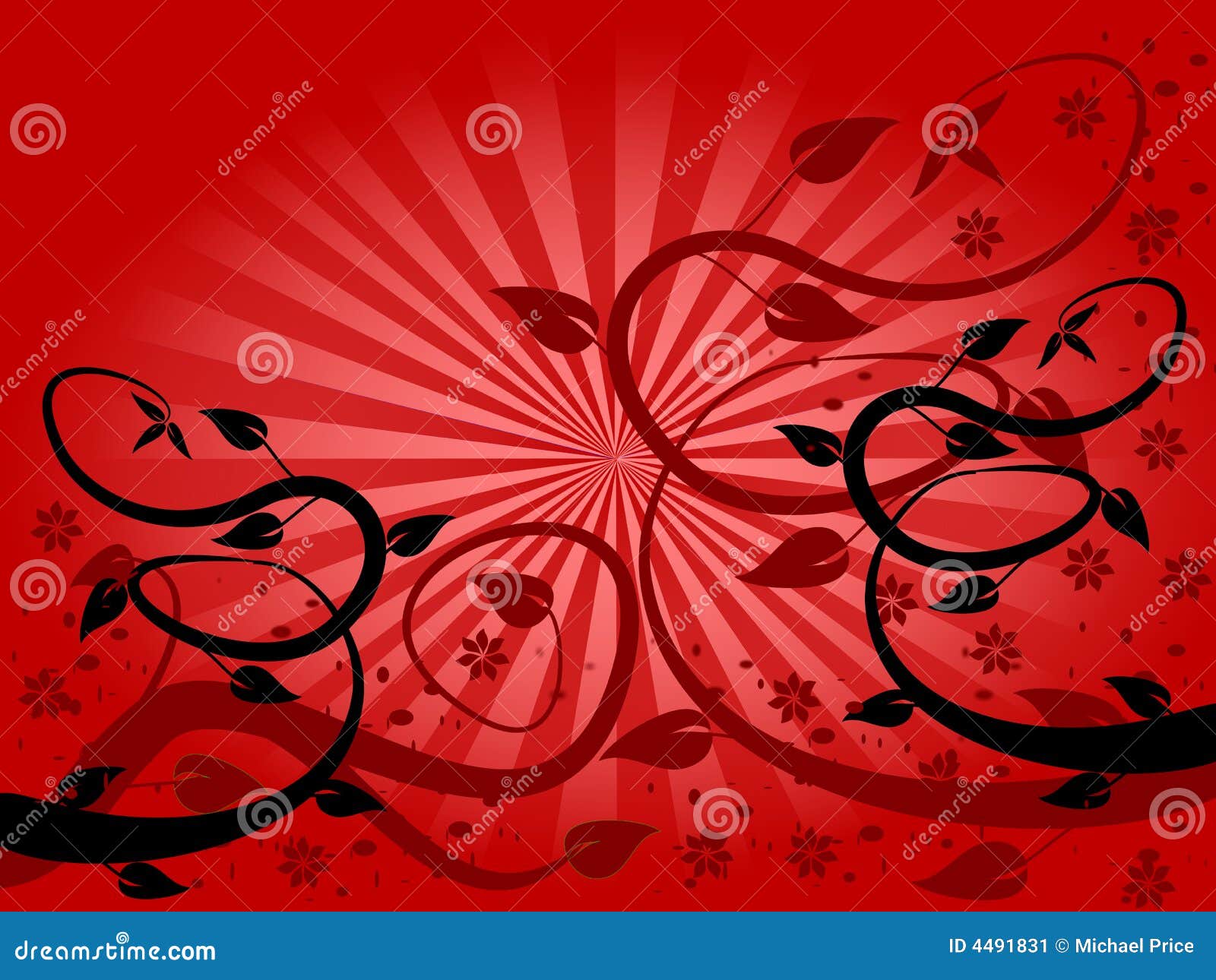 Red Fan Floral Background stock vector. Illustration of abstract - 4491831