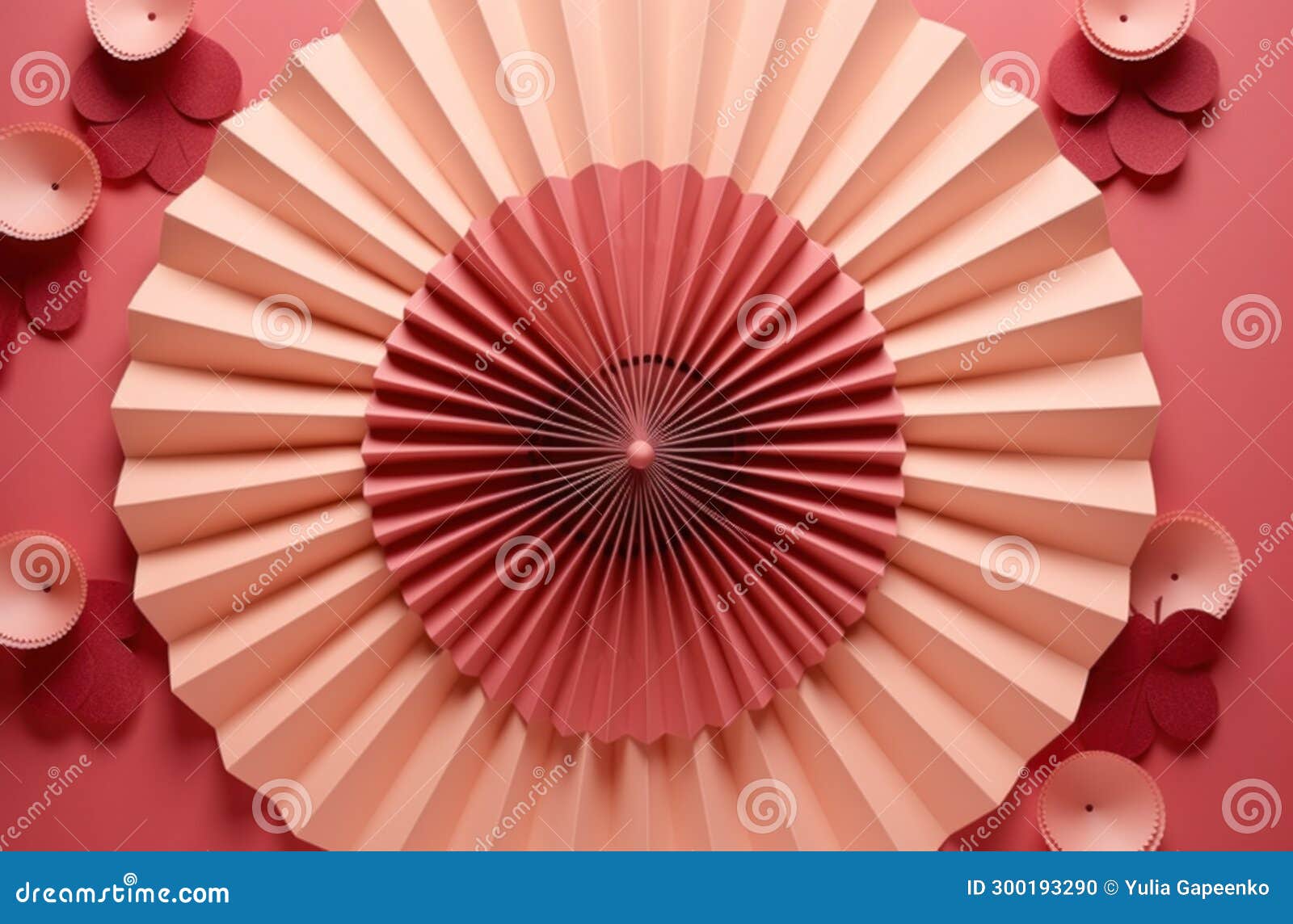 A Red Fan is Hung from a Pink Wall Stock Illustration - Illustration of ...