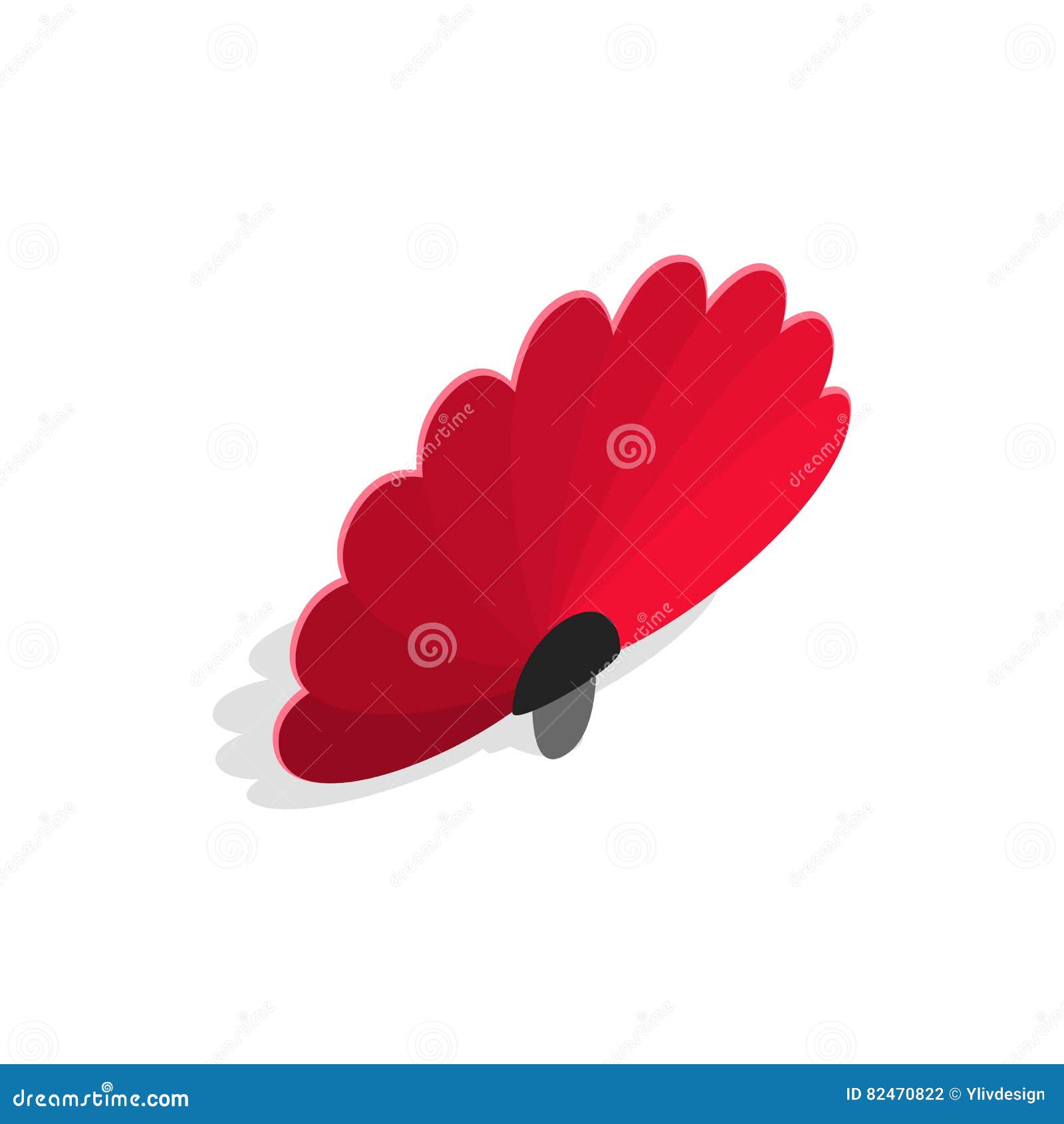 Red Fan Icon in Isometric 3d Style Stock Vector - Illustration of asian ...