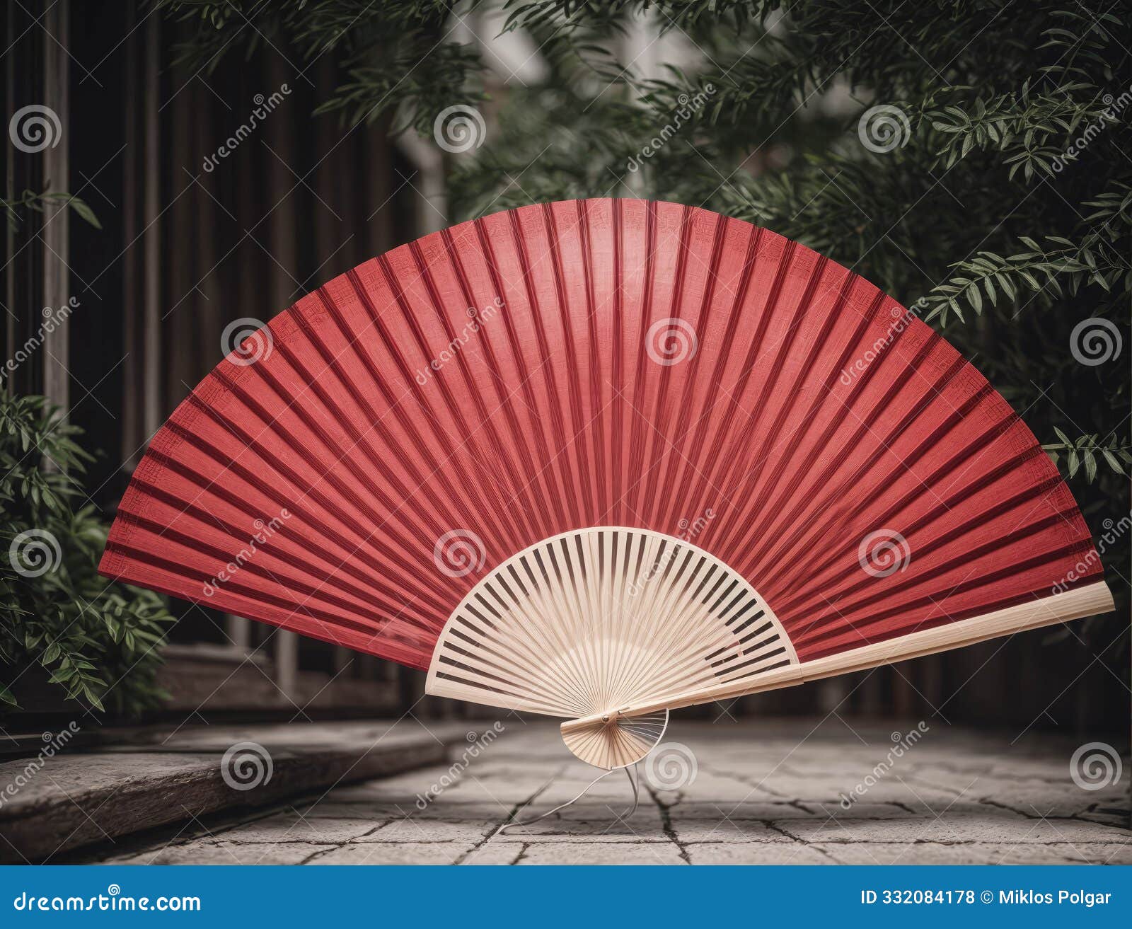 A Red Fan is Standing on a Sidewalk Stock Photo - Image of decorative ...