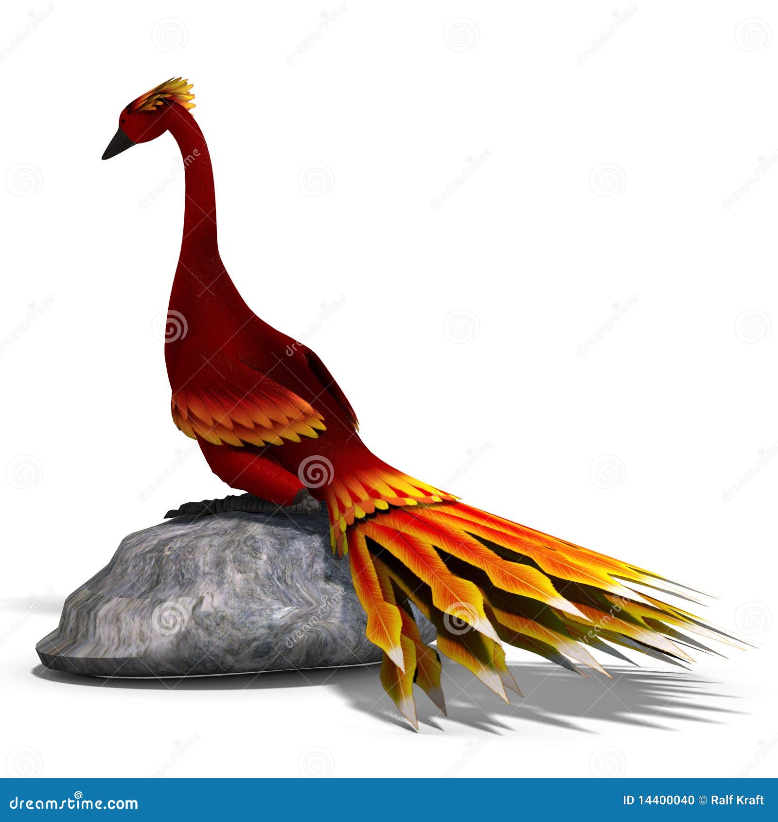 Red Fantasy Bird With Beautiful Feathers. 3D Royalty-Free Stock Image ...