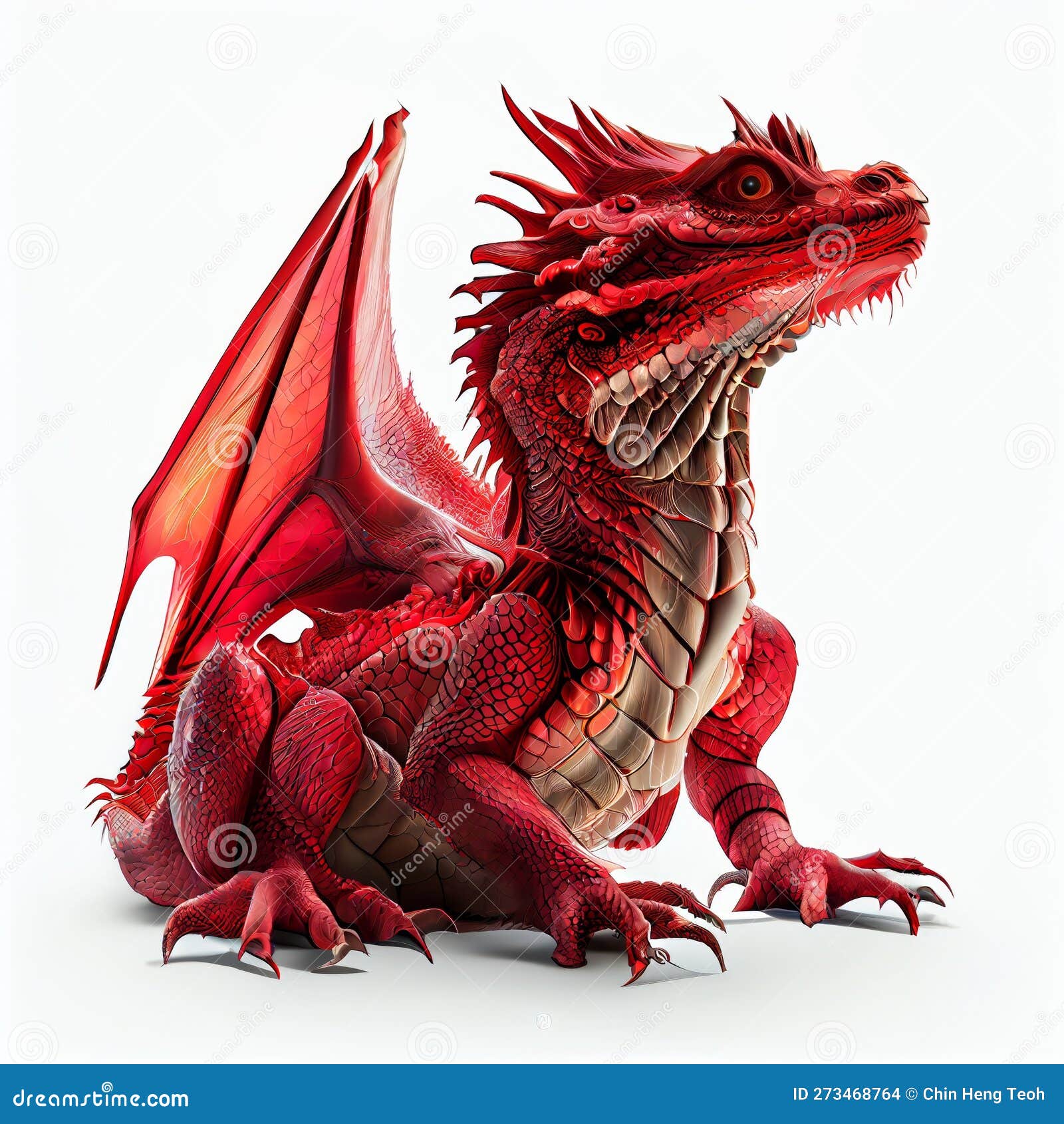 Red Fantasy Dragon Isolated on White Background. Generative AI Stock ...