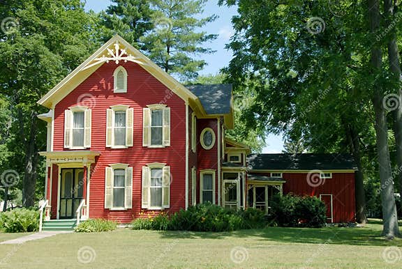 Red Farm House stock image. Image of farm, building, stairs - 980299