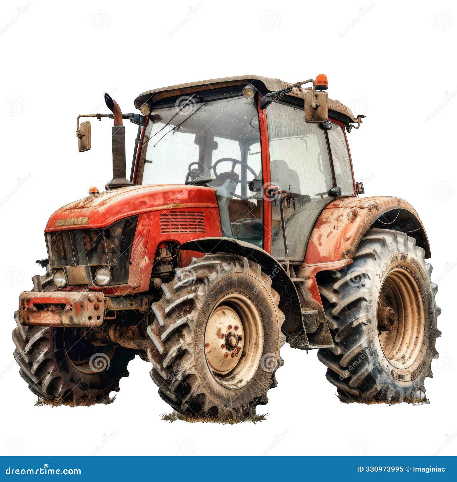 Red Farm Tractor with Mud and Dust Stock Illustration - Illustration of ...