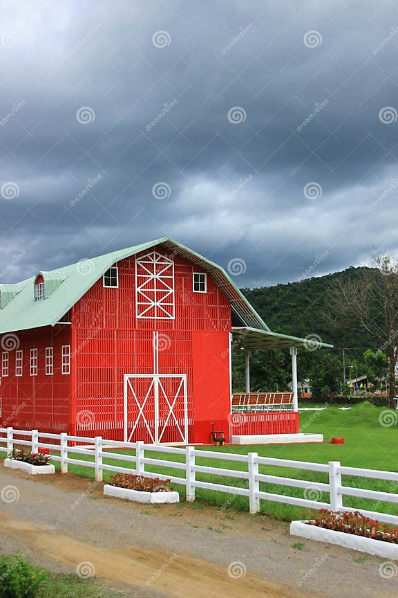 Red farmhouse stock image. Image of door, architecture - 27132541