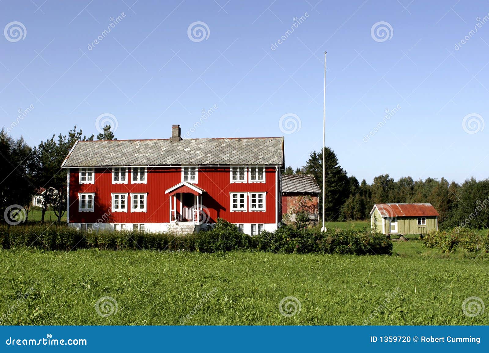 Red Farmhouse in Countryside Stock Photo - Image of rustic, grass: 1359720