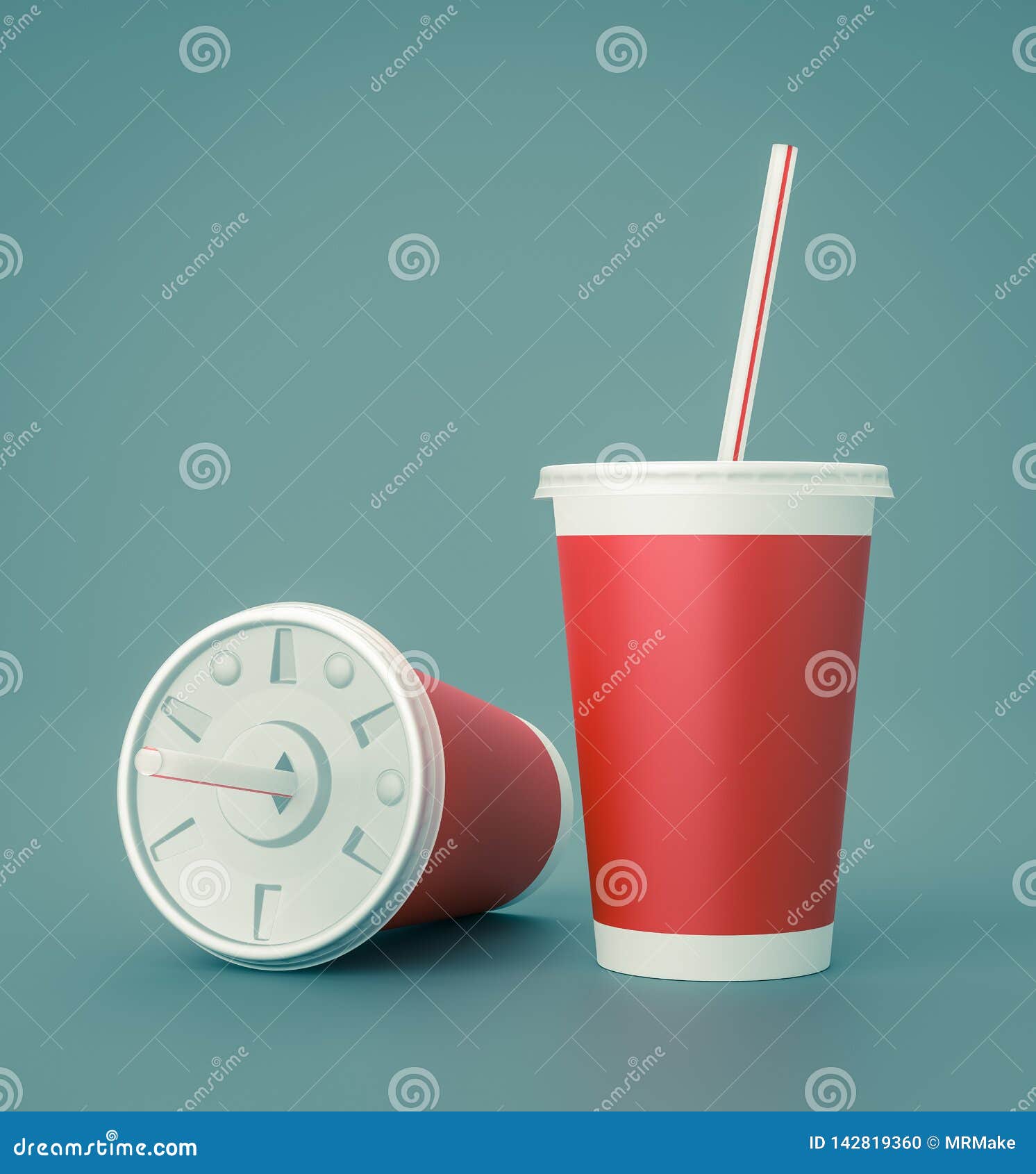 Red Fast Food Drinking Cups with Straw Stock Illustration ...